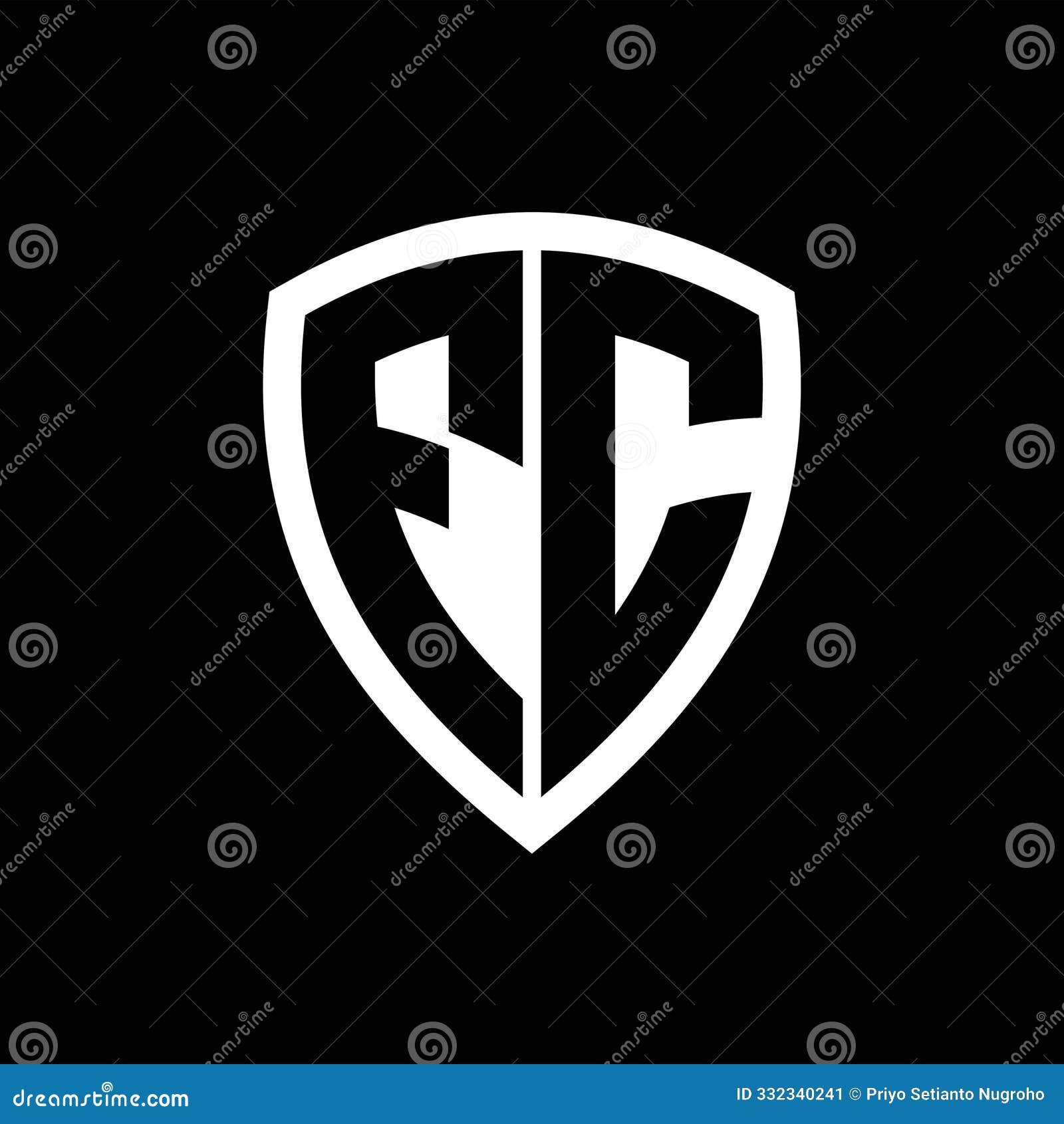 FC Monogram Logo with Bold Letters Shield Shape with Black and White ...