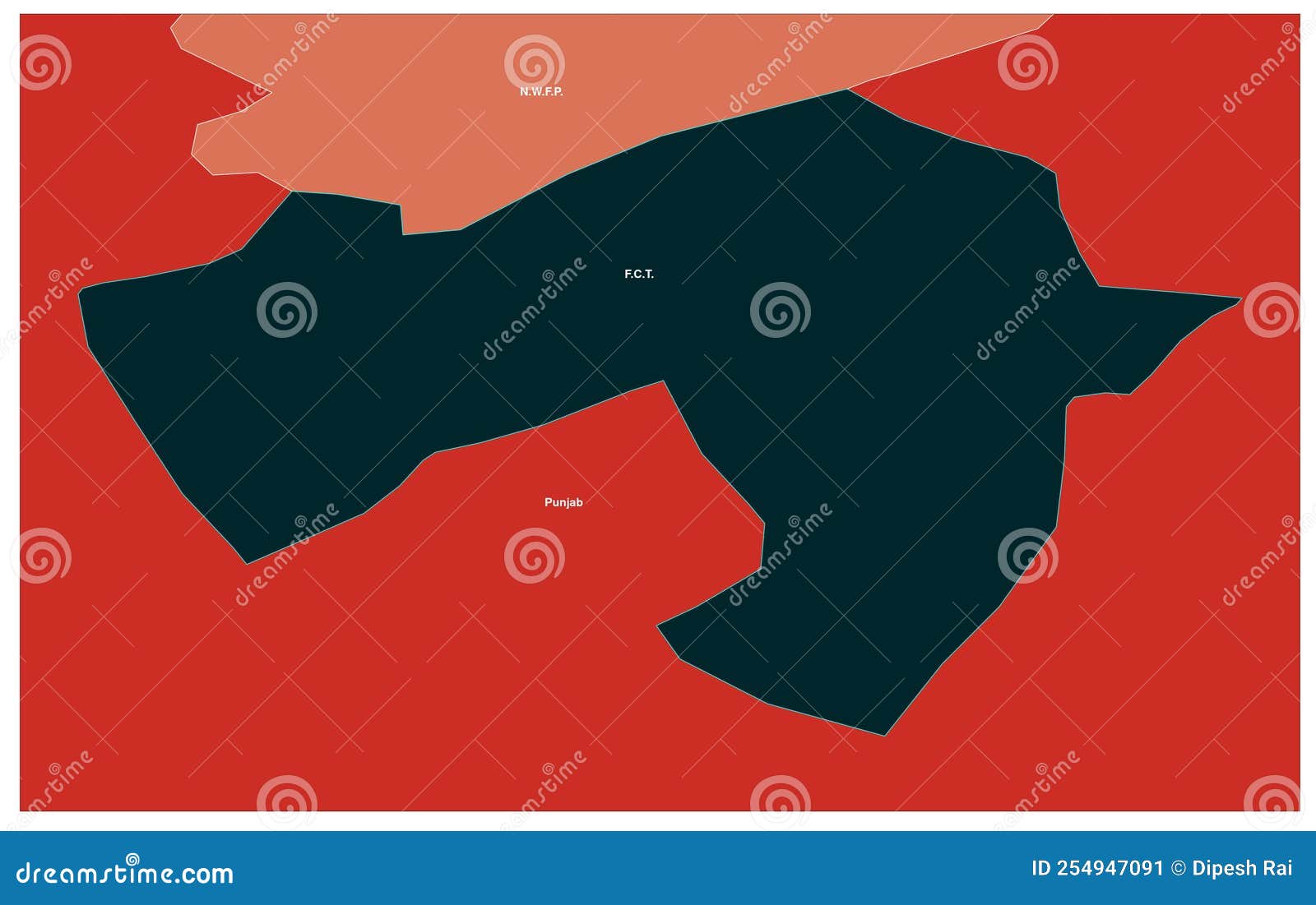 FCT Vector Map With NWFP And Punjab Pakistan | CartoonDealer.com #254947091
