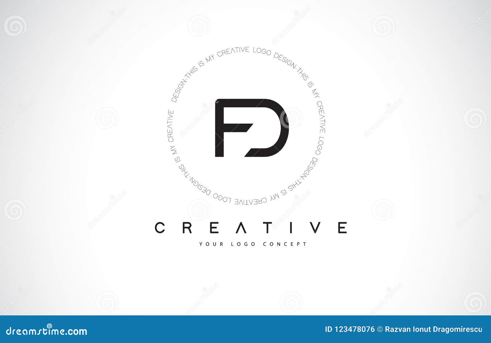 FD F D Logo Design with Black and White Creative Text Letter Vector ...