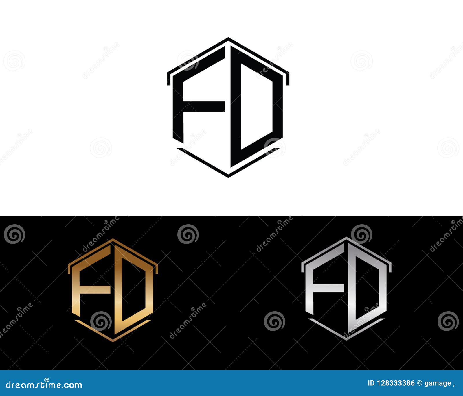 FD Hexagon Shape Letters Designs Stock Vector - Illustration of designn ...