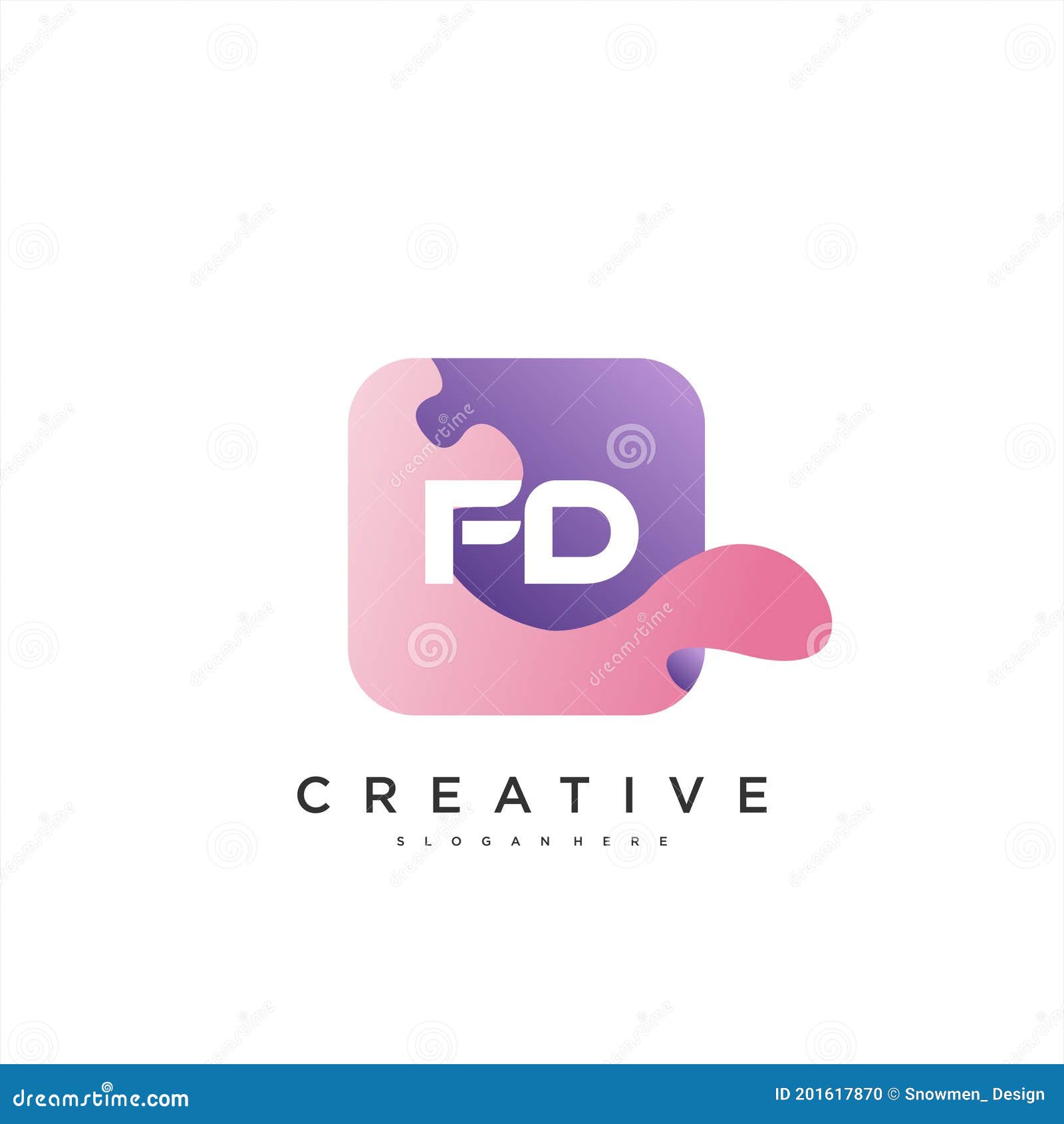 FD Initial Letter Logo Icon Design Template Elements with Wave Colorful ...