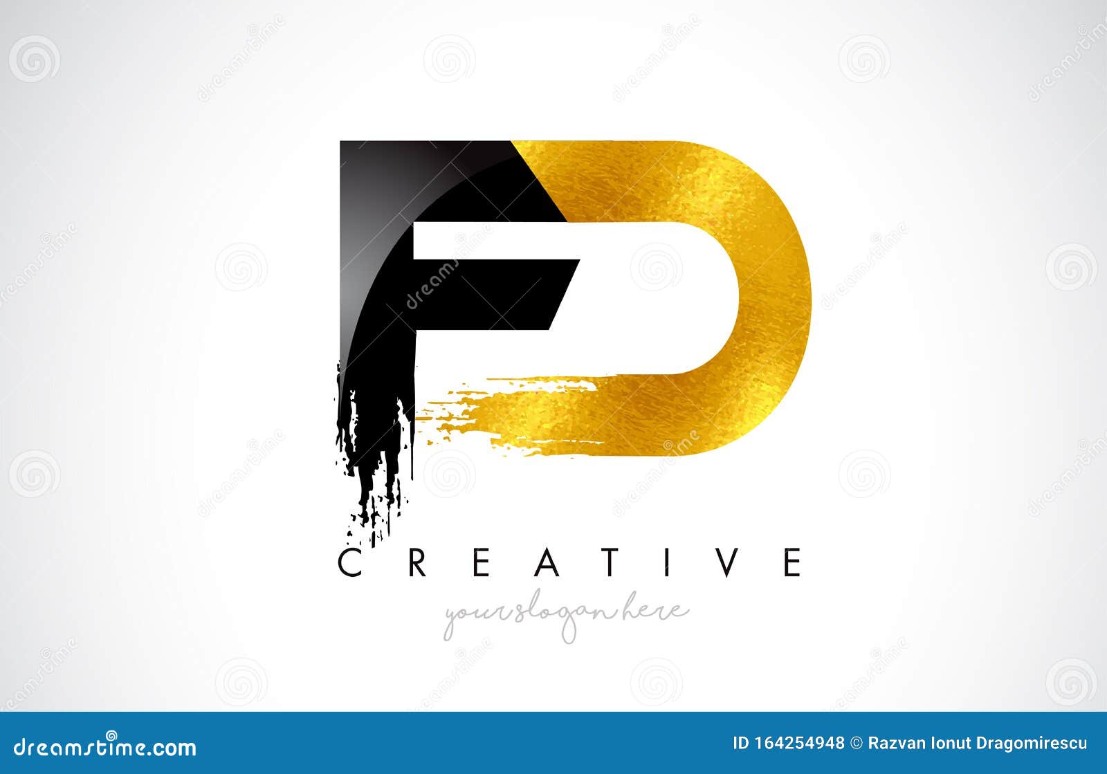 FD Letter Design with Brush Stroke and Modern 3D Look Stock Vector ...