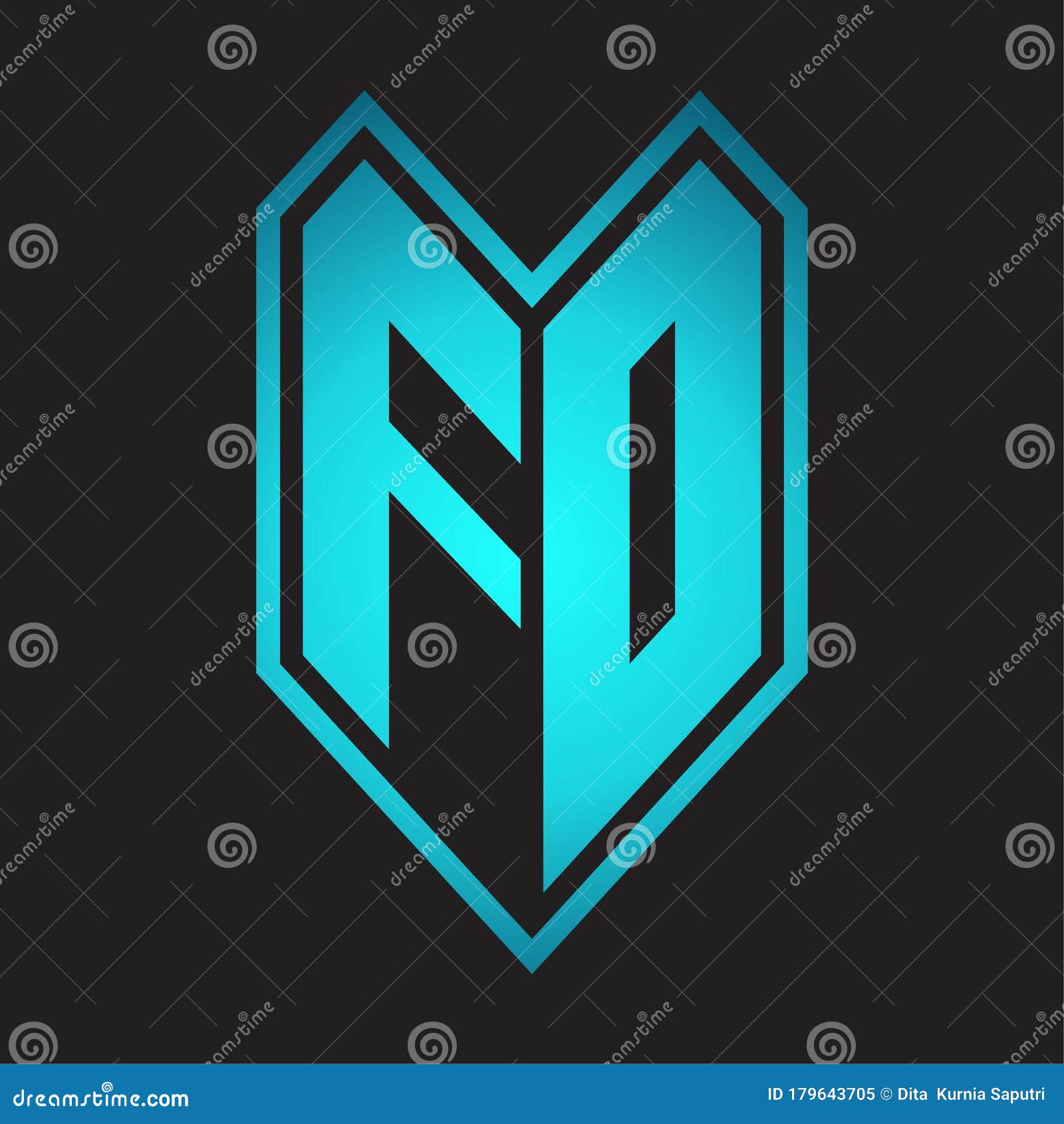FD Logo Monogram with Emblem Line Style Isolated on Blue Gradient ...