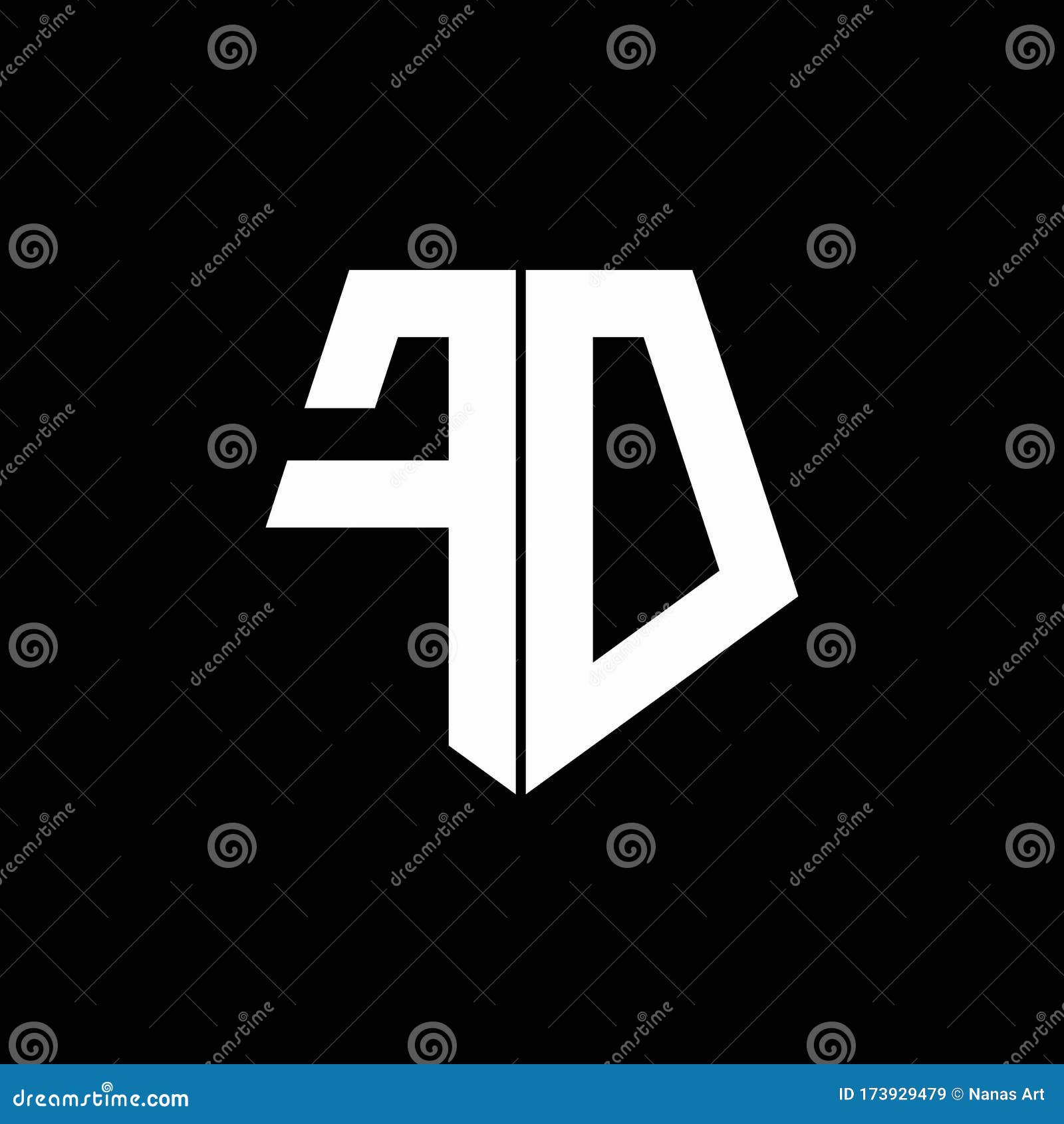FD Logo Monogram with Pentagon Shape Style Design Template Stock Vector ...