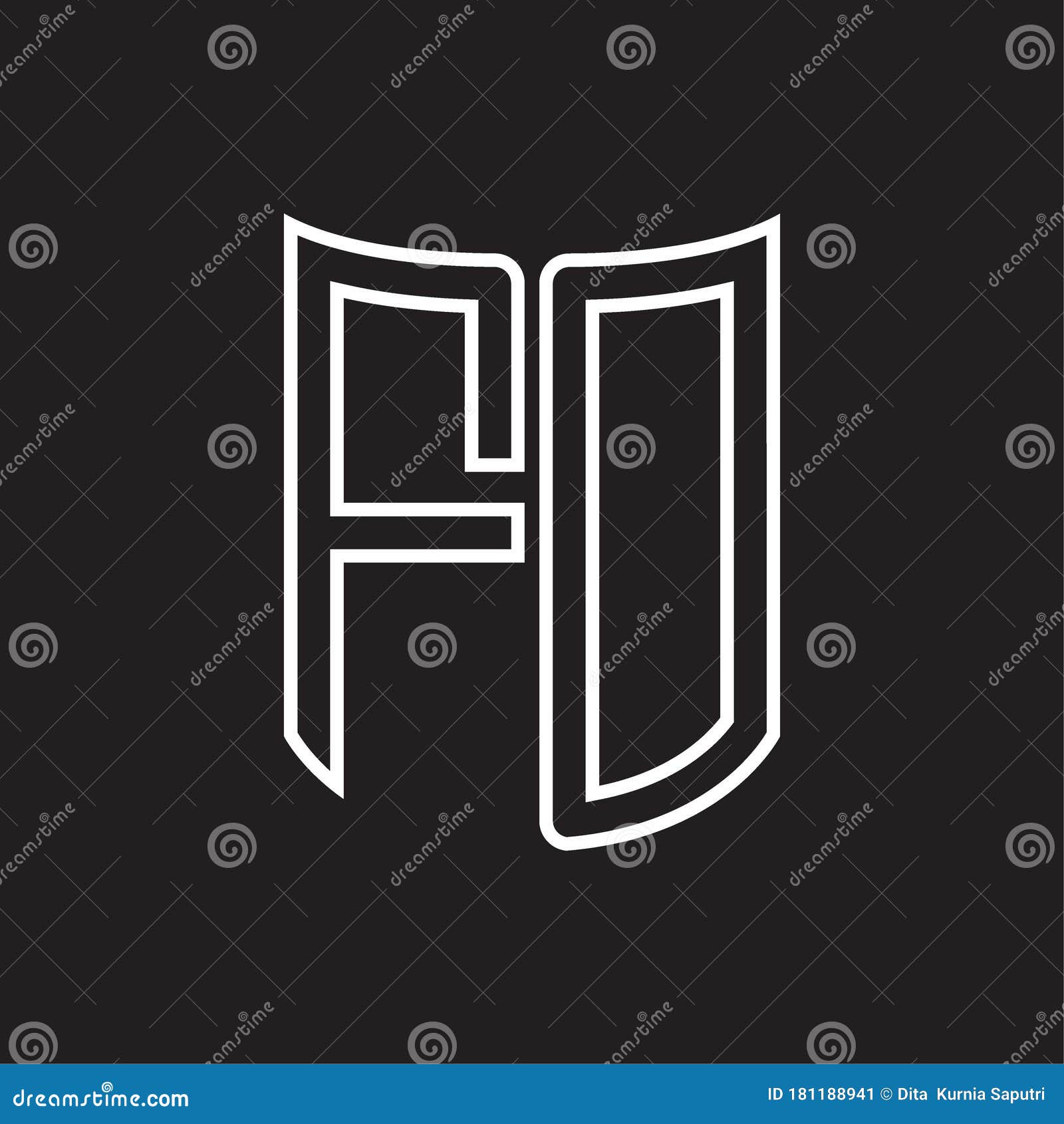 FD Logo Monogram with Ribbon Style Outline Design Template Stock Vector ...