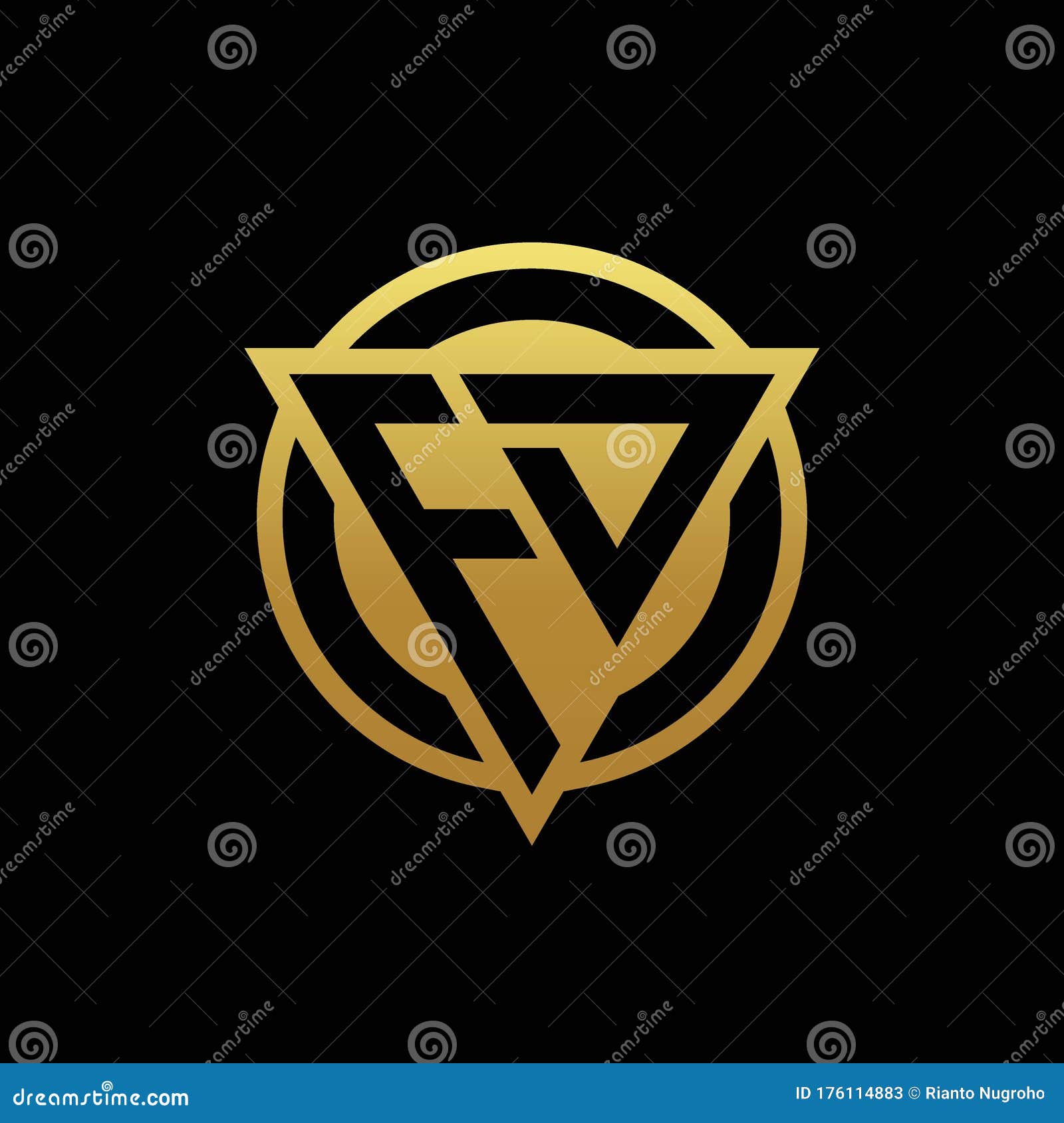 FD Logo Monogram with Triangle Shape and Circle Rounded Isolated on ...