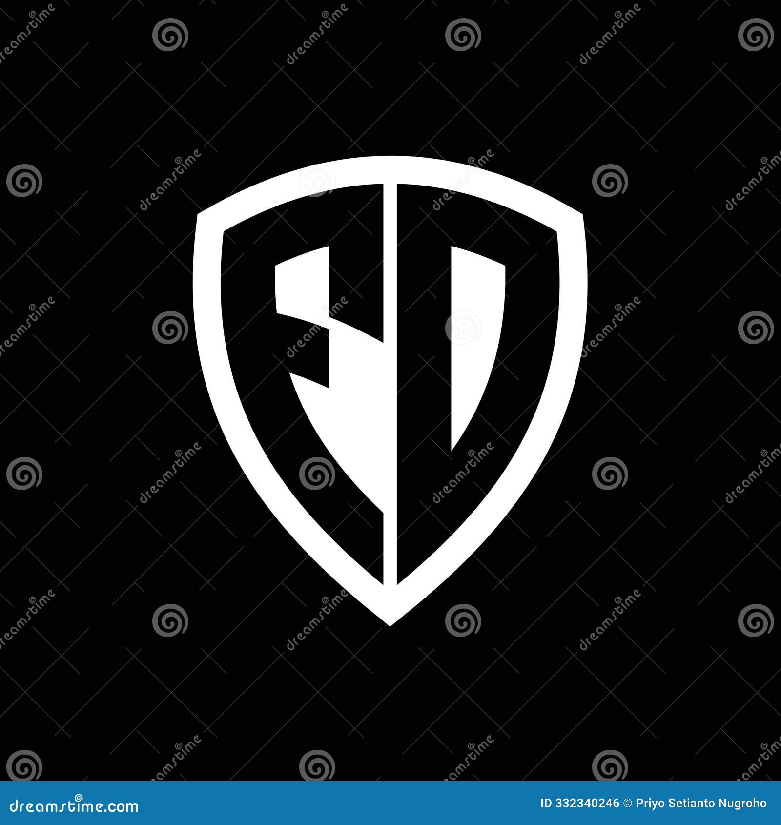 FD Monogram Logo with Bold Letters Shield Shape with Black and White ...