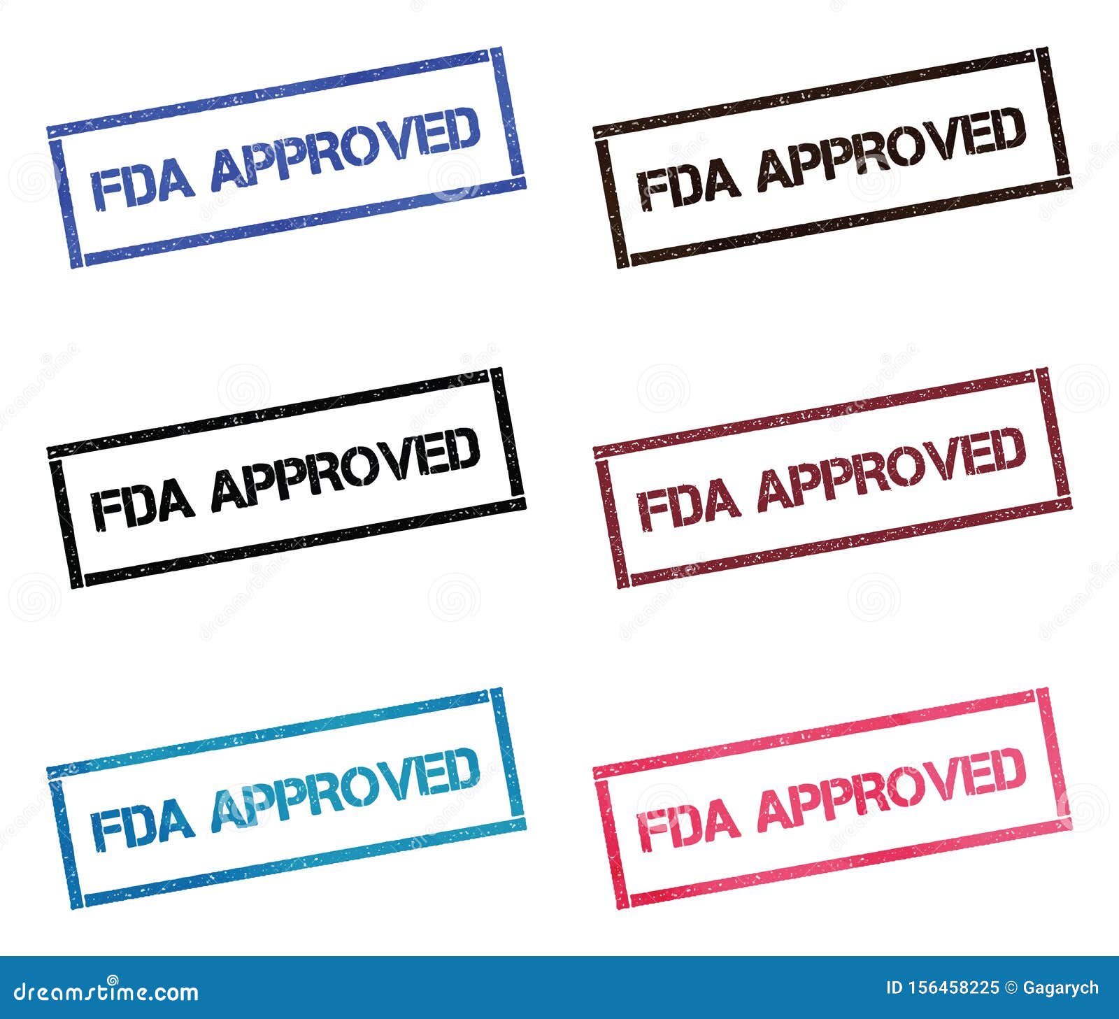 FDA Approved Rectangular Stamp Collection. Stock Vector - Illustration ...