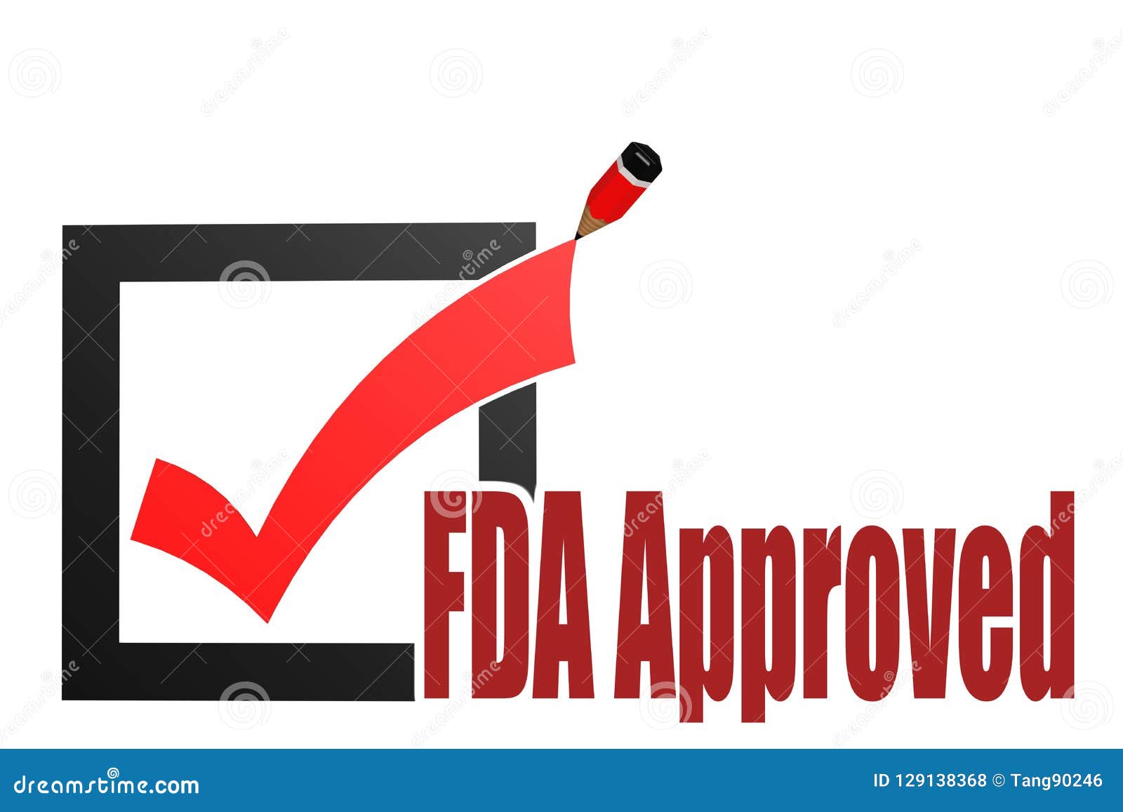 FDA Approved Word with Check Mark and Pencil Stock Illustration ...