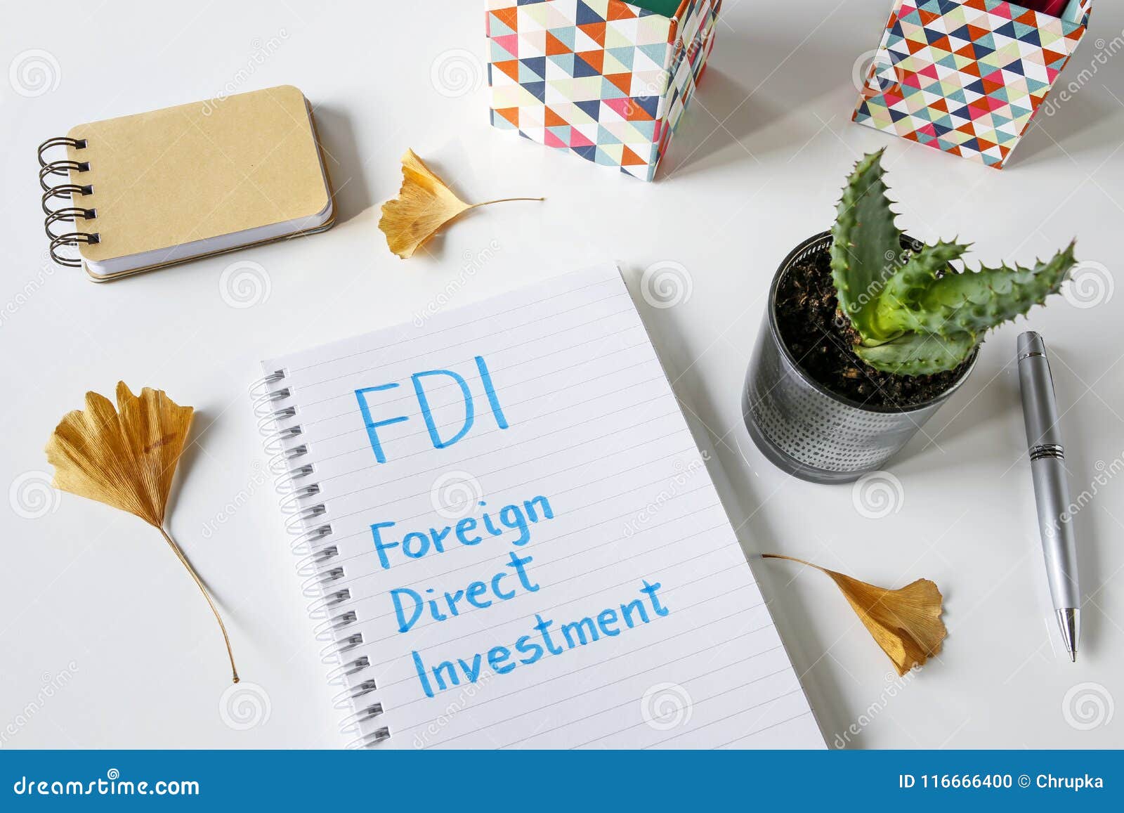 FDI Foreign Direct Investment Written in Notebook Stock Photo - Image ...
