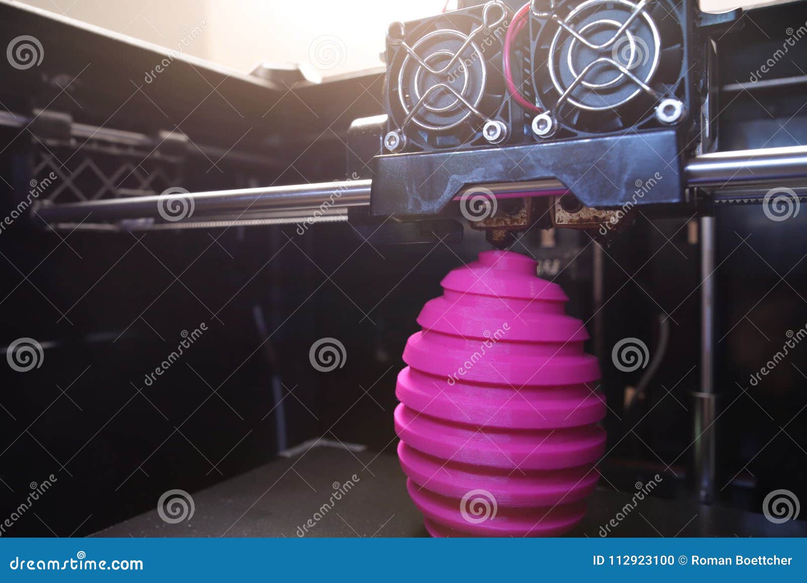 FDM 3D-printer Manufacturing Wound Pink Easter Egg Sculpture - Wide ...