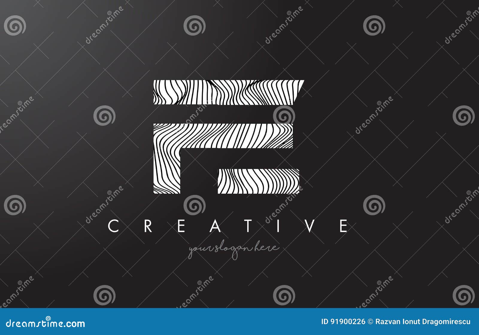 FE F E Letter Logo with Zebra Lines Texture Design Vector. Stock Vector ...
