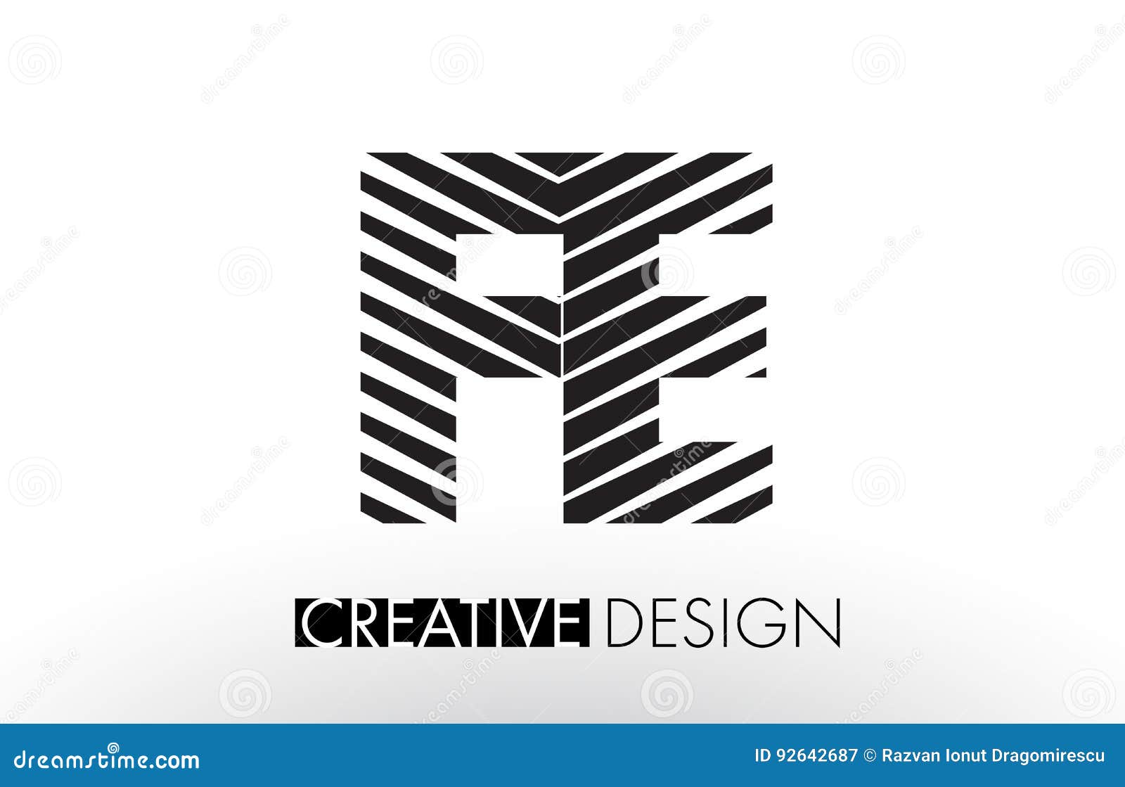 FE F E Lines Letter Design with Creative Elegant Zebra Stock Vector ...