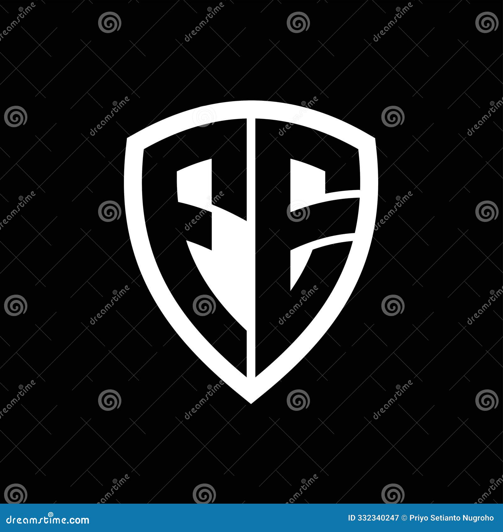 FE Monogram Logo with Bold Letters Shield Shape with Black and White ...