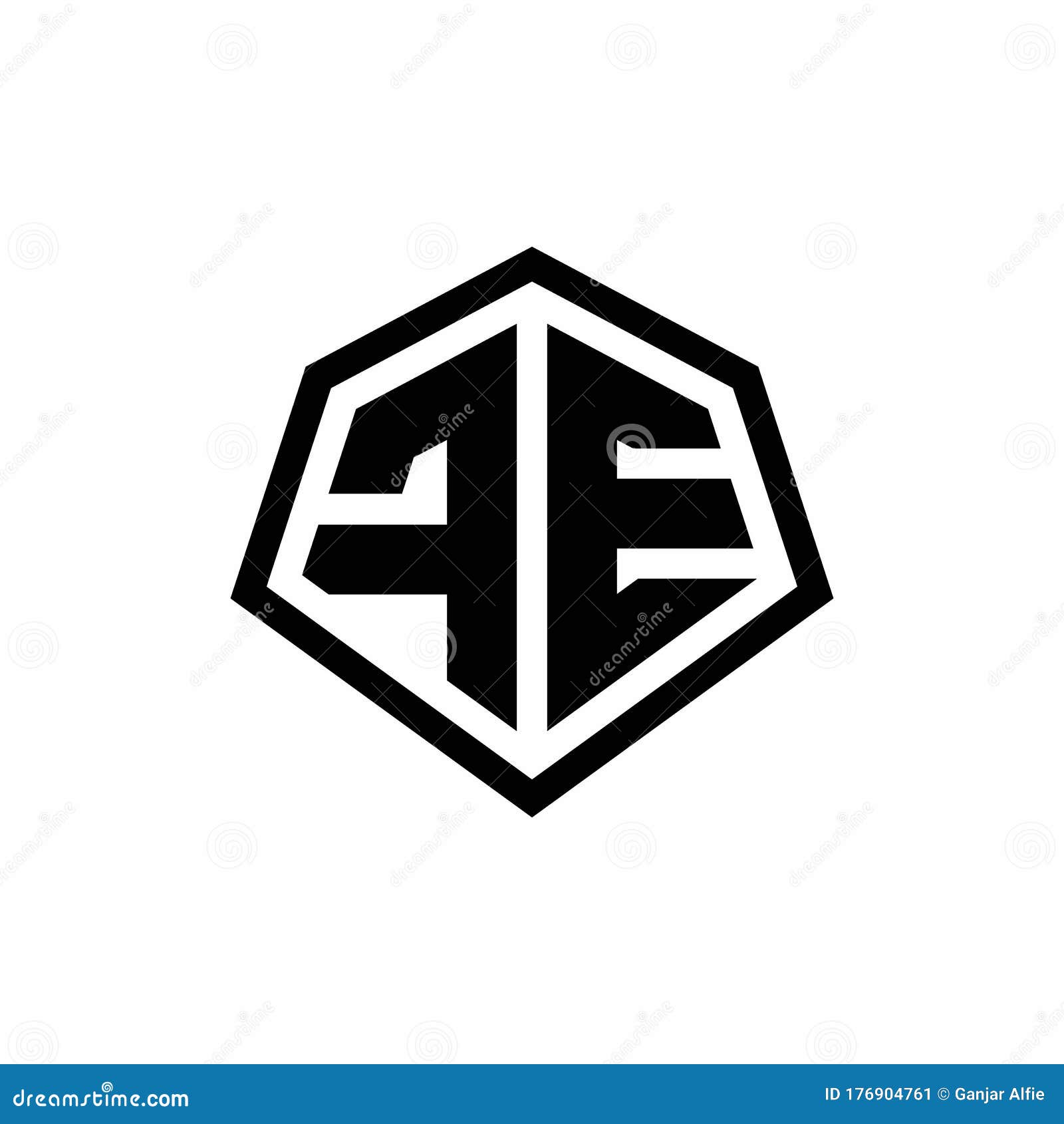 FE Monogram Logo with Hexagon Shape and Line Rounded Style Design ...
