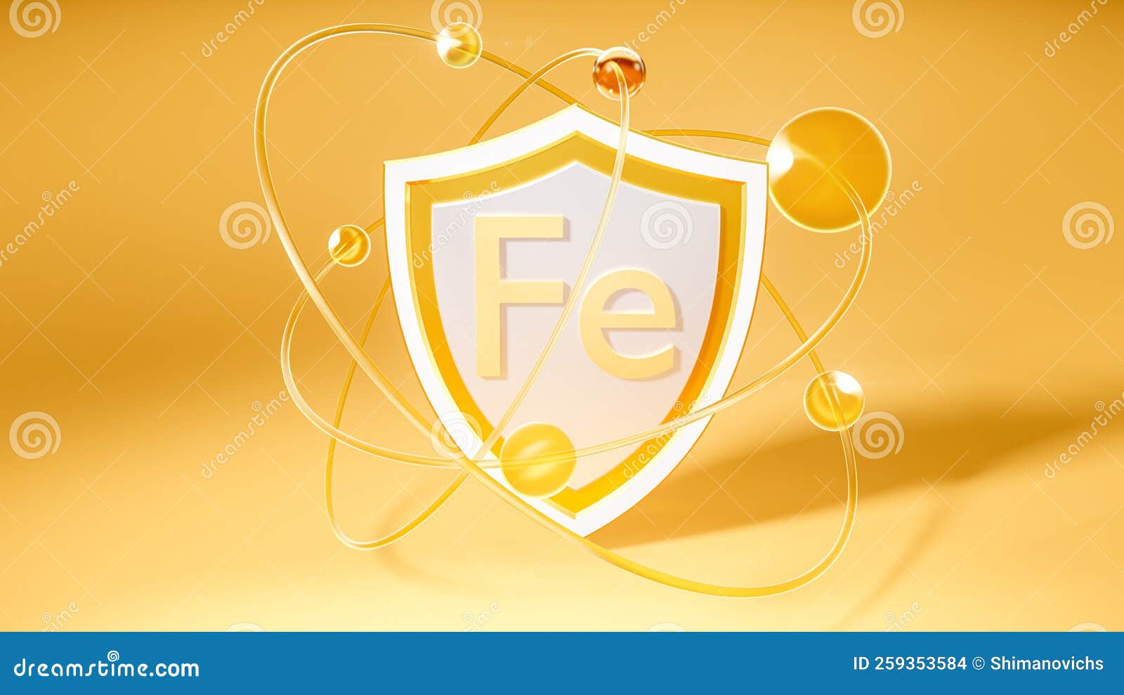Fe Symbol On A Hexagon With An Orbit, Atoms And Electrons, Iron Mineral ...