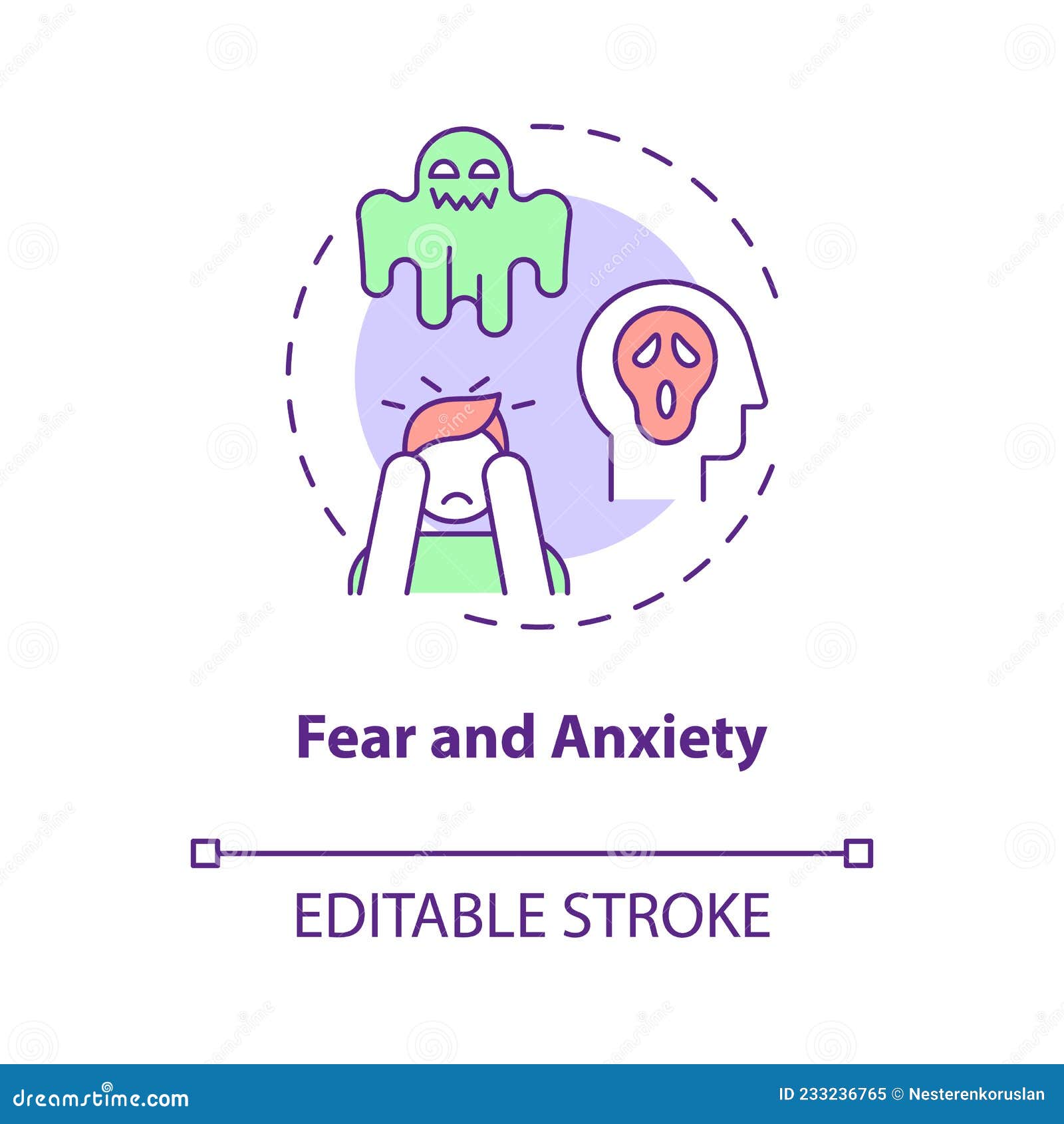 Fear and Anxiety Concept Icon Stock Vector - Illustration of hate ...