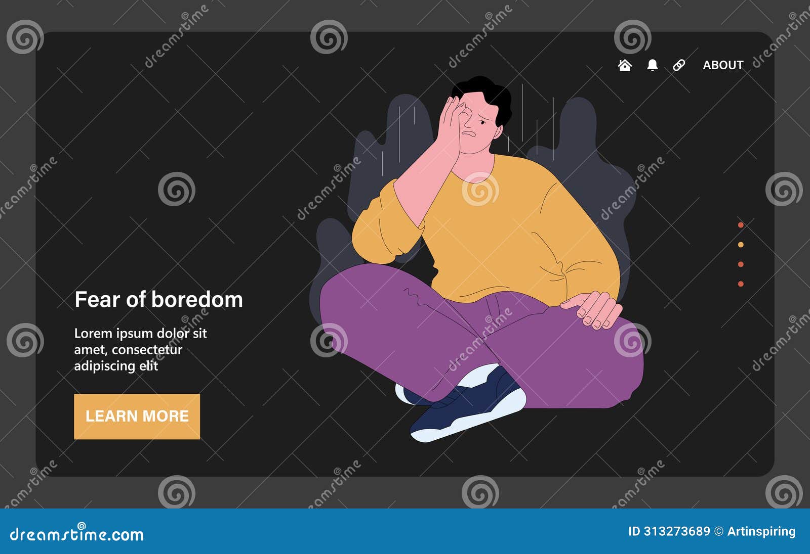 Fear Of Stagnation. Young Scared Or Terrified Man Stuck In A Rock ...