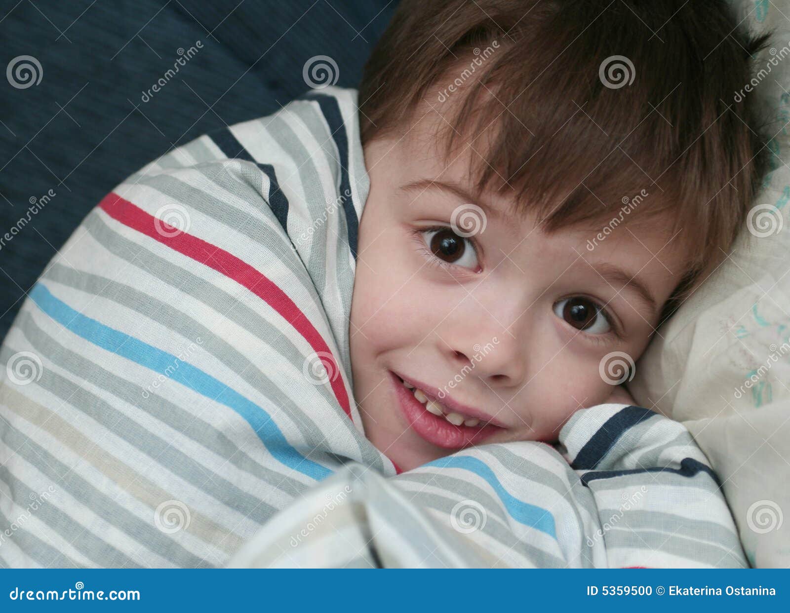 The Fear of the Boy Which Sleeps in a Bed Stock Photo - Image of ...