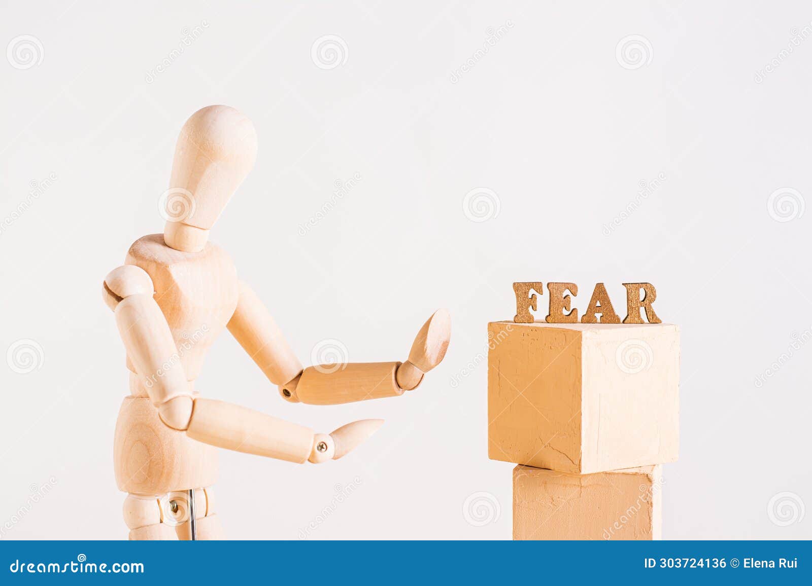 Fear Concept Wooden Man and Word Fear on Light Background Stock Photo ...