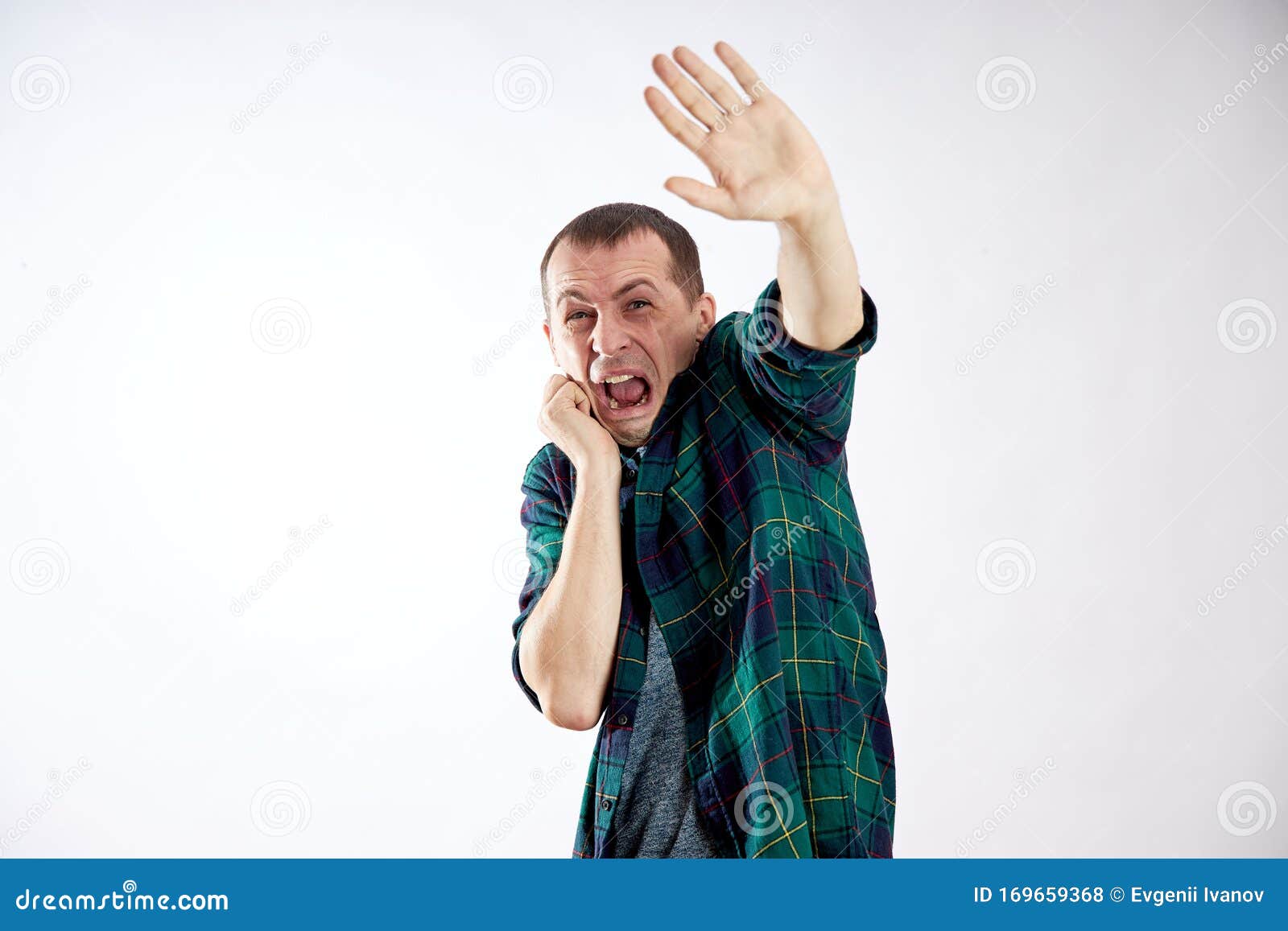 Fear and Fright of a Man. Guy is Afraid, Scared Face Stock Photo ...