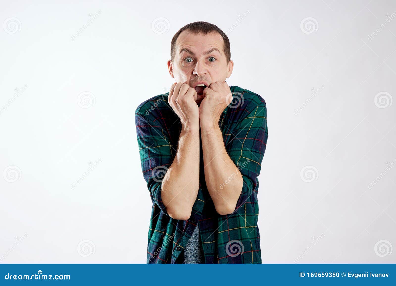 Fear and Fright of a Man. Guy is Afraid, Scared Face Stock Photo ...