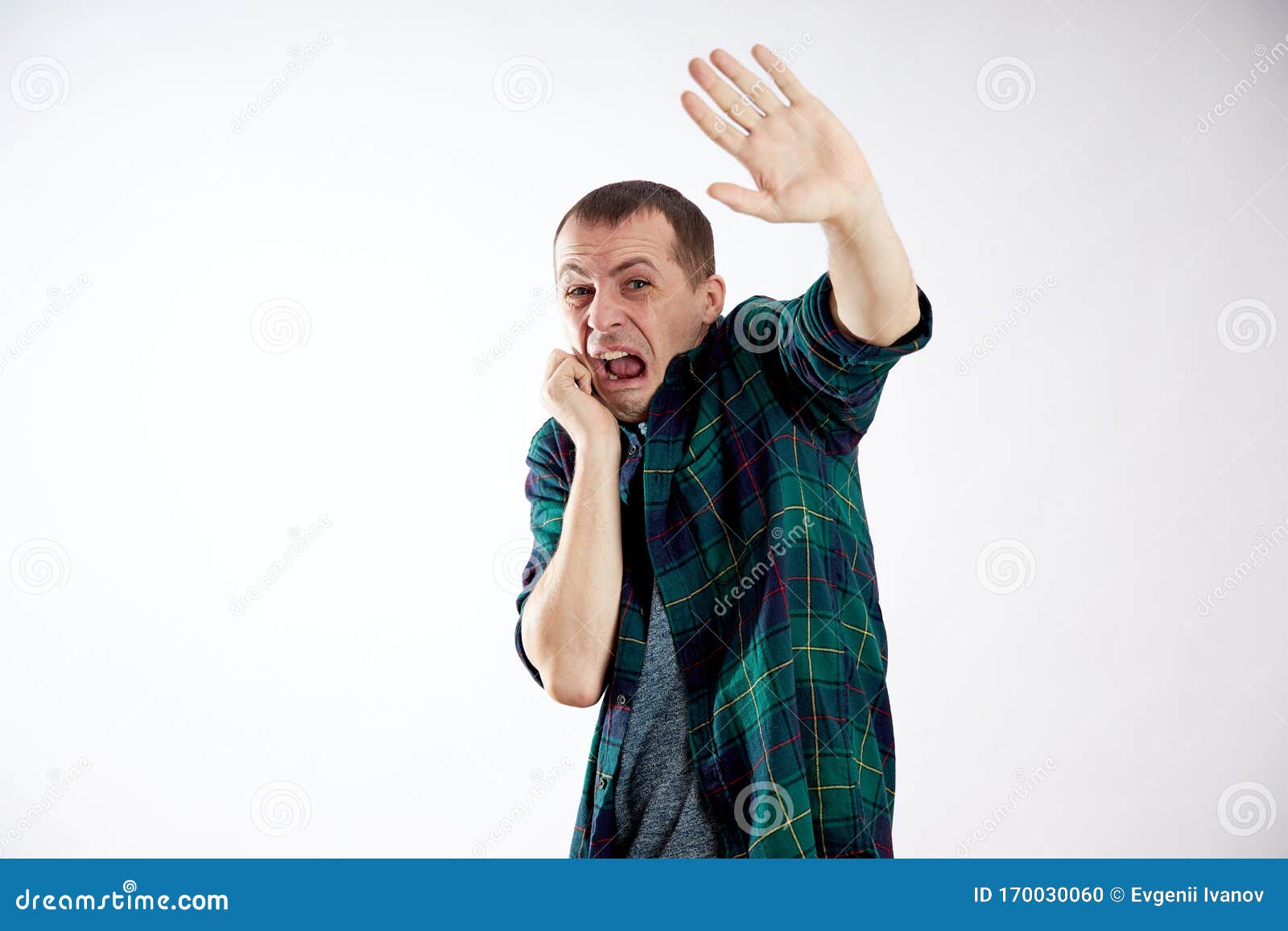 Fear and Fright of a Man. Guy is Afraid, Scared Face Stock Photo ...