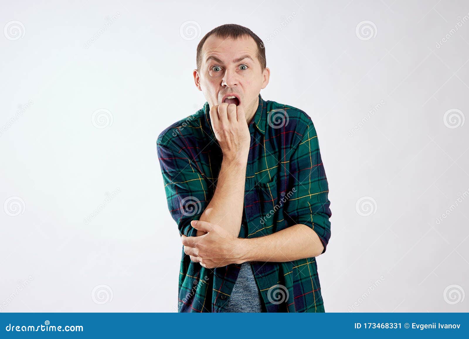 Fear and Fright of a Man. Guy is Afraid, Scared Face Stock Image ...