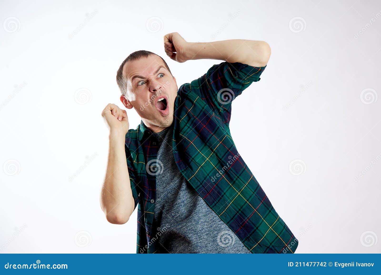 Fear and Fright of a Man. Guy is Afraid, Scared Face Stock Photo ...