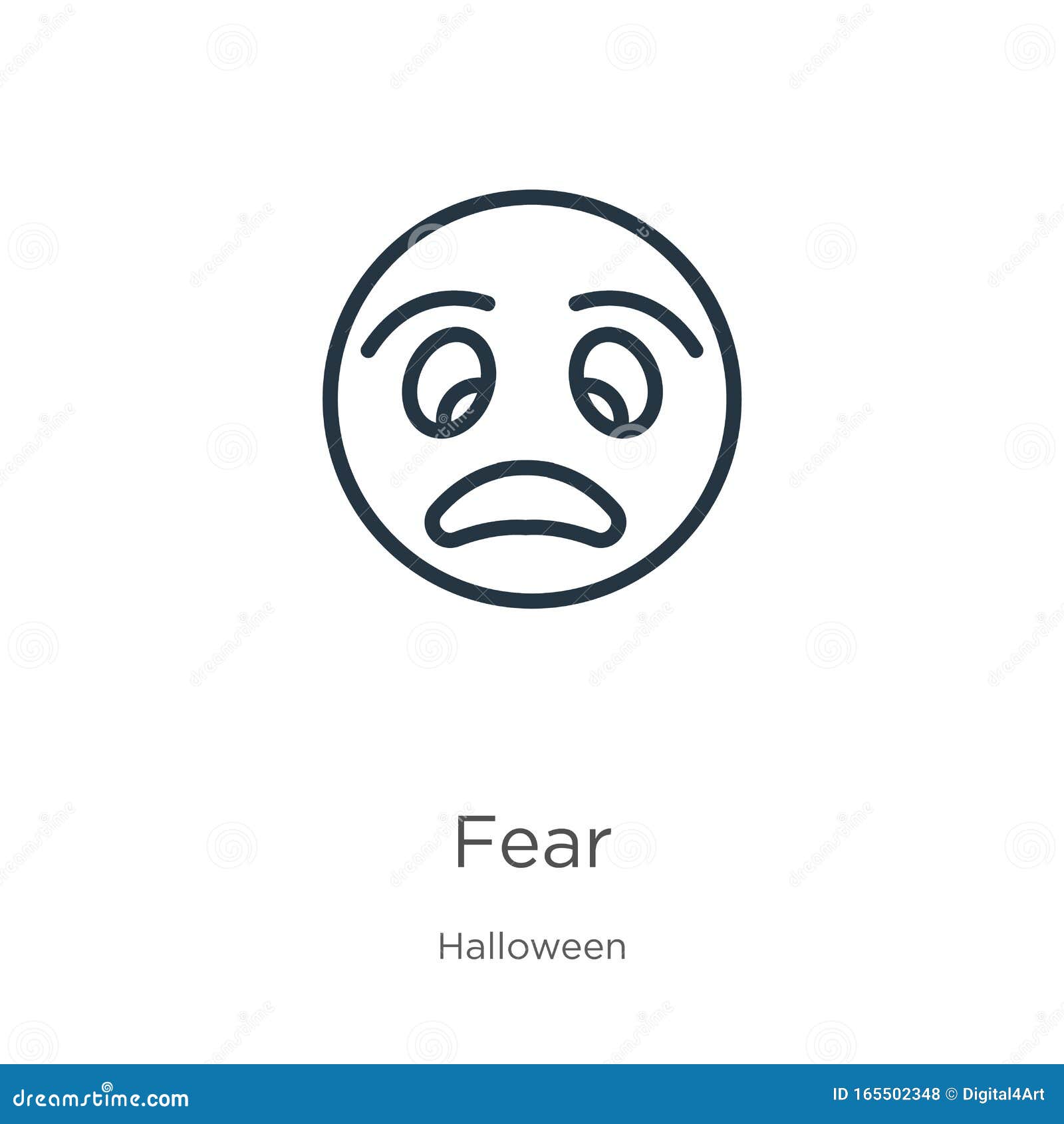 Fear Icon. Thin Linear Fear Outline Icon Isolated on White Background ...