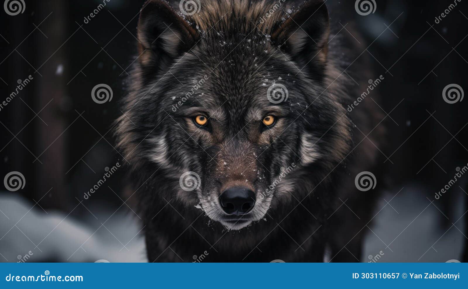A Fear-Inducing Dark Gray Wolf Poses a Formidable Presence Stock ...