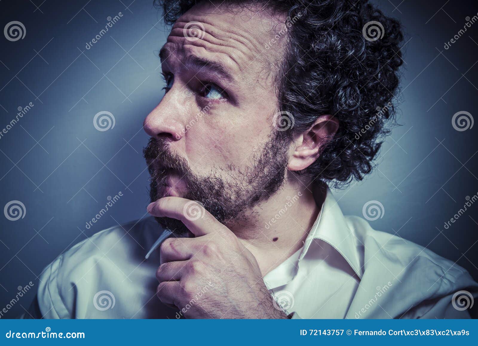 Fear, Man with Intense Expression, White Shirt Stock Image - Image of ...