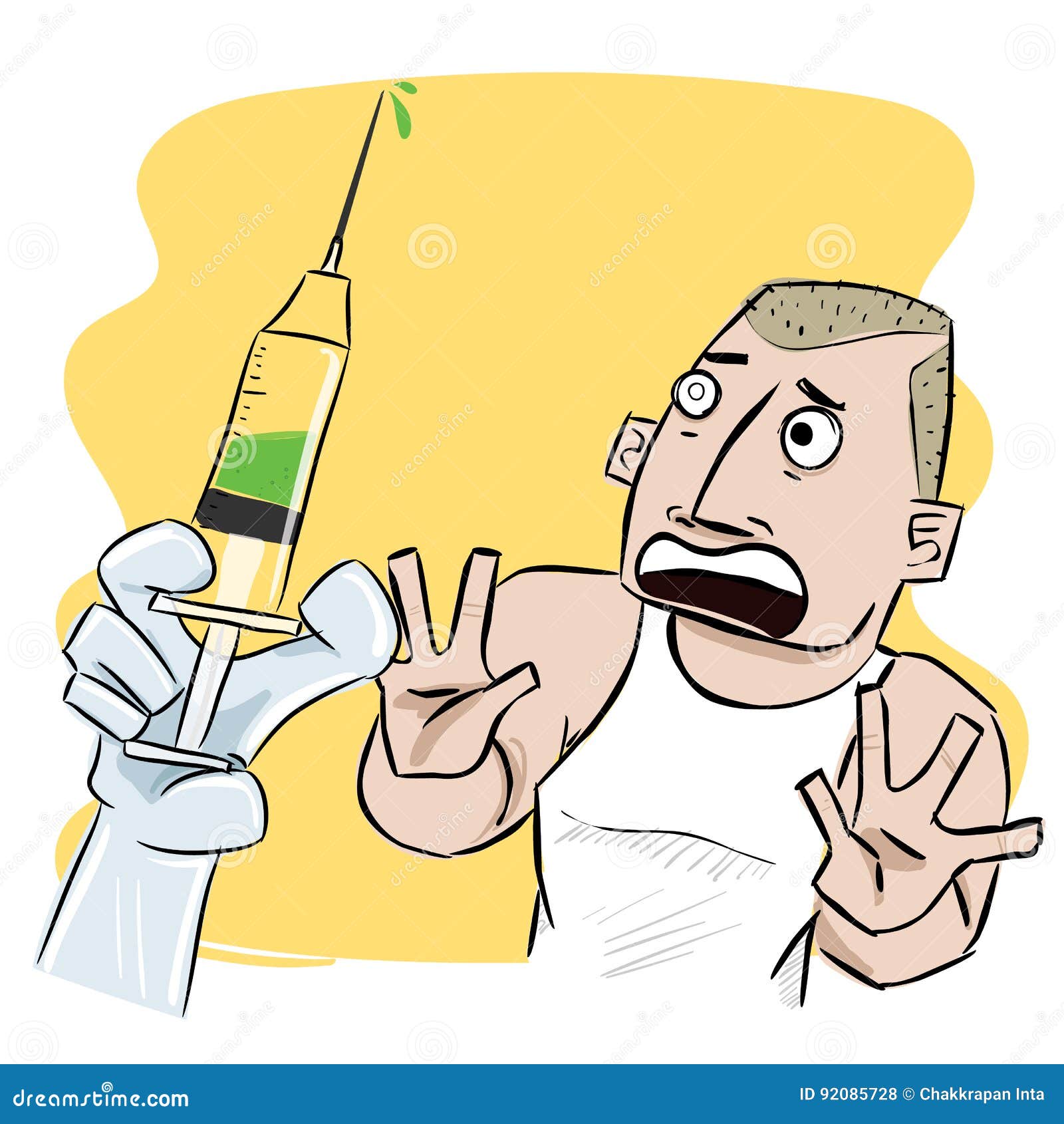 Fear of needle. stock vector. Illustration of disease - 92085728
