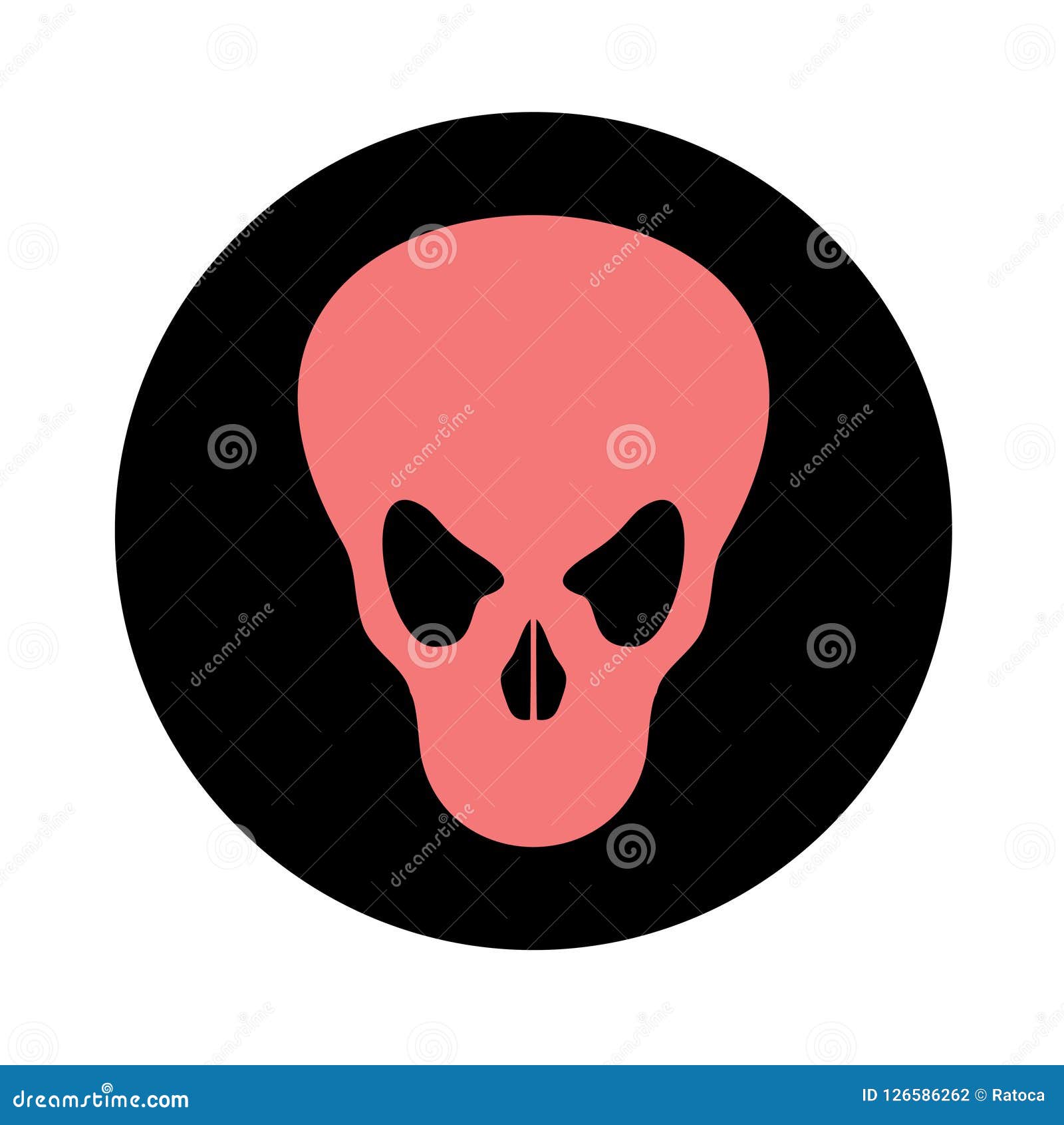 Fear red skull circle icon stock vector. Illustration of cute - 126586262