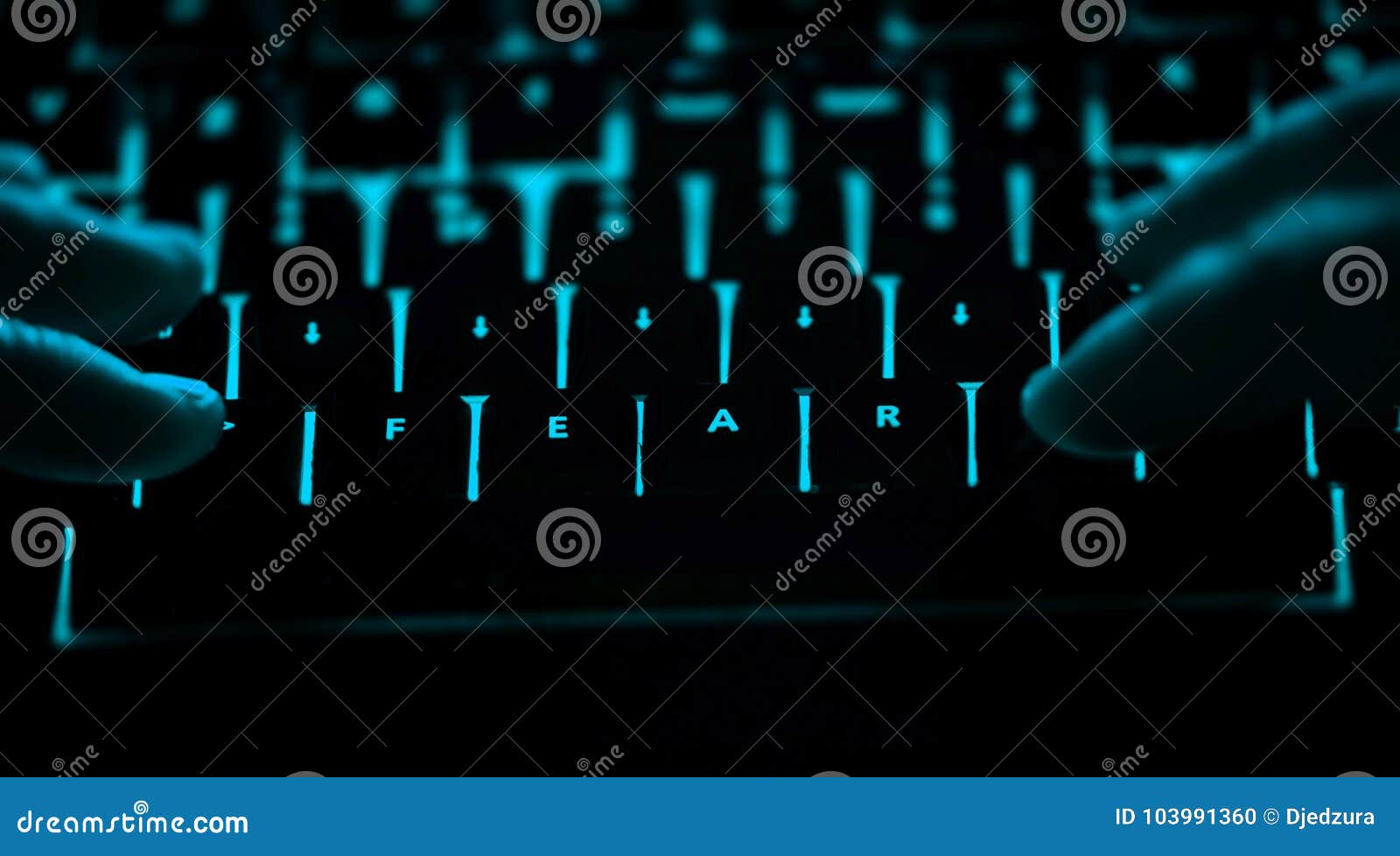 Fear - Text On Illuminated Computer Keyboard At Night Stock Photo ... Fear - Text On Illuminated Computer Keyboard At Night Stock Photo ...