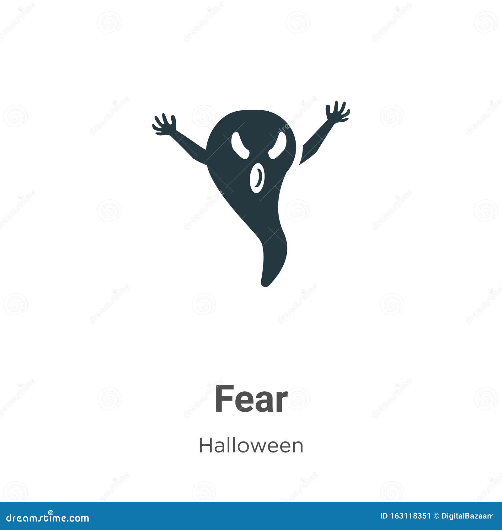 Fear Vector Icon on White Background. Flat Vector Fear Icon Symbol Sign ...