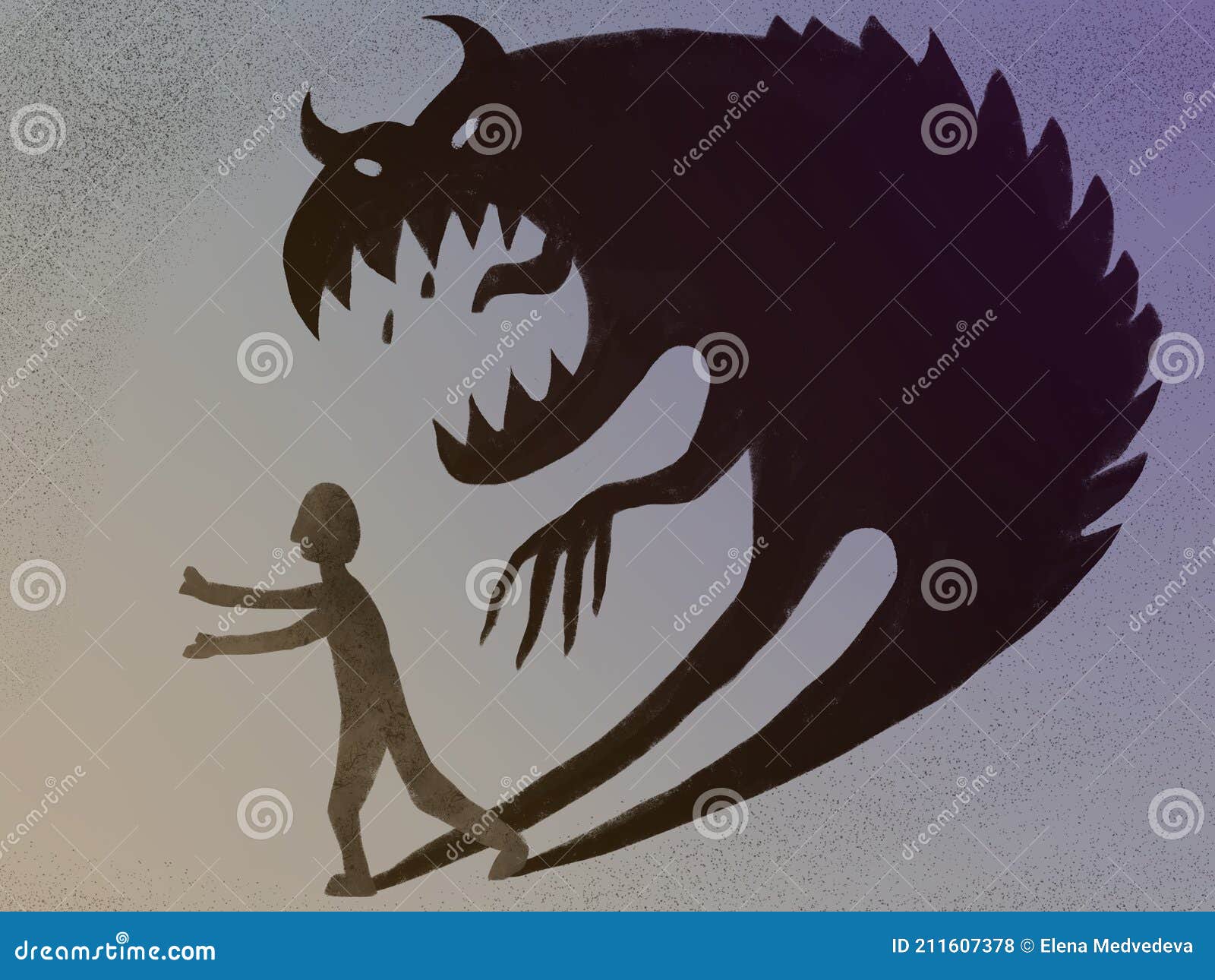 Illustration of Fear, Worry, Anxiety, Psychological Problems. a Man ...