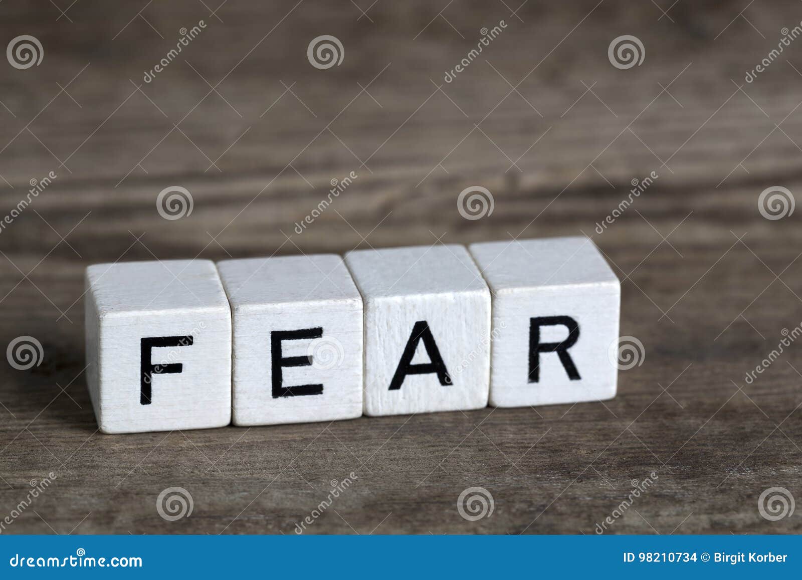 Fear, written in cubes stock photo. Image of fear, wooden - 98210734