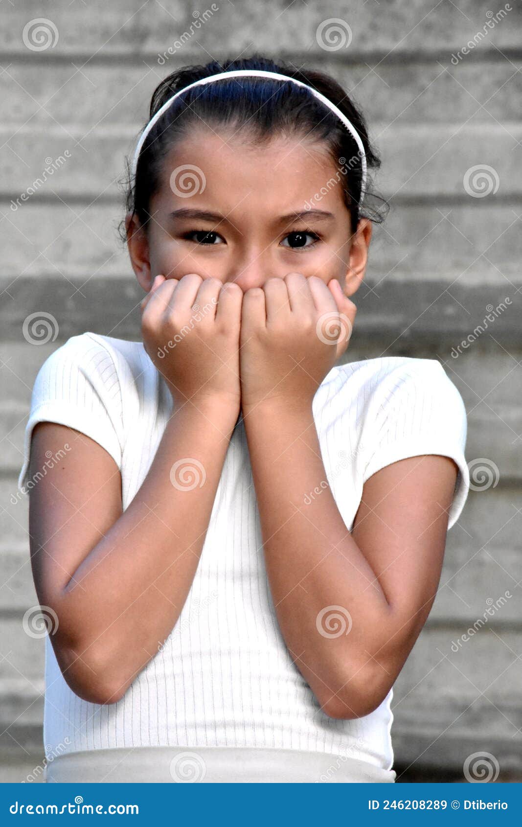 A Fearful Asian Child Girl stock image. Image of youth - 246208289