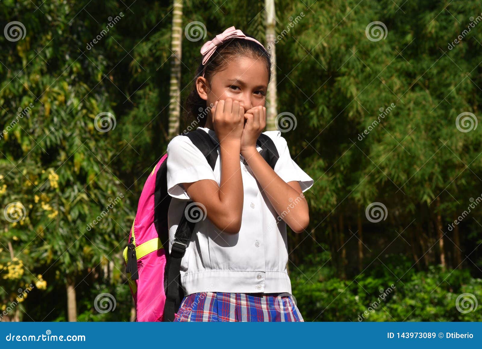 Fearful Diverse Girl Student Wearing School Uniform Stock Image - Image ...