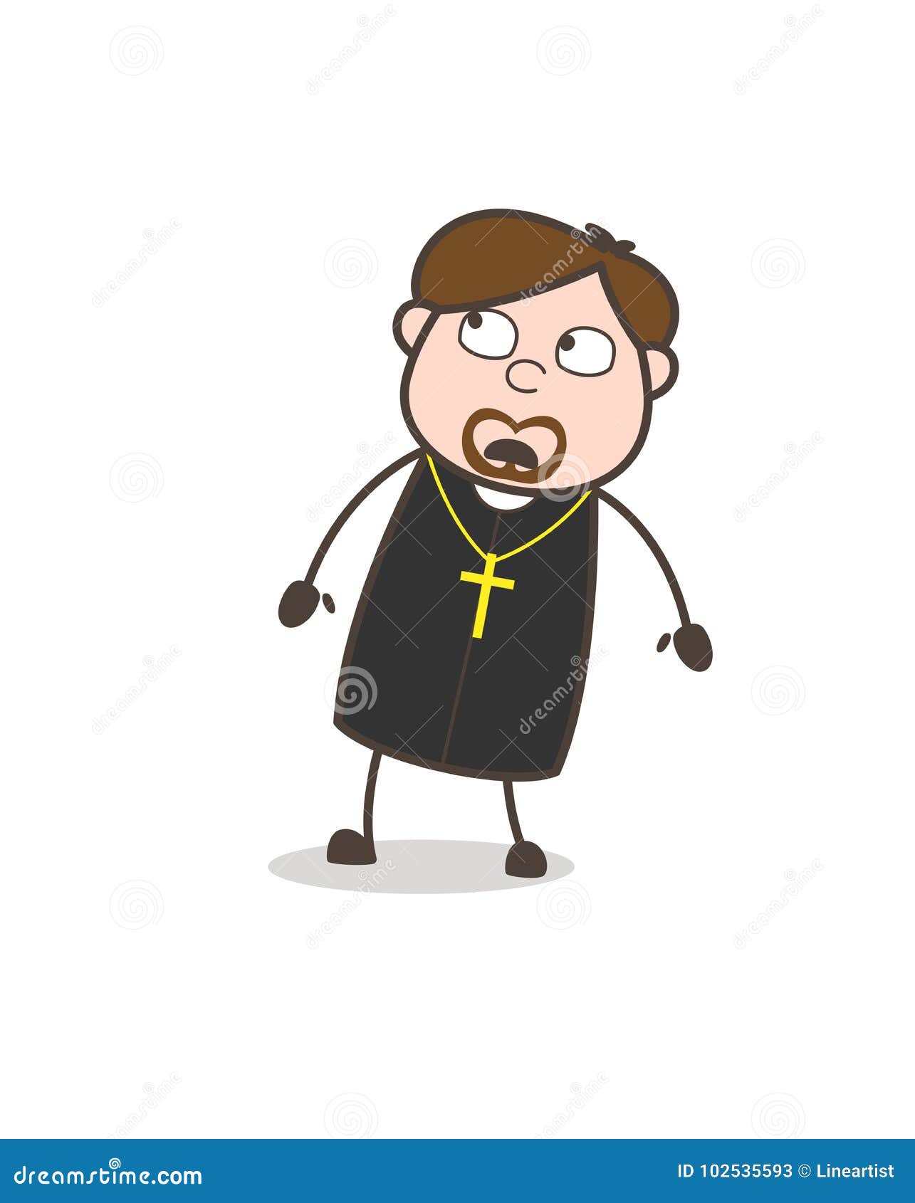 Fearful Priest Watching Upside Vector Stock Illustration - Illustration ...