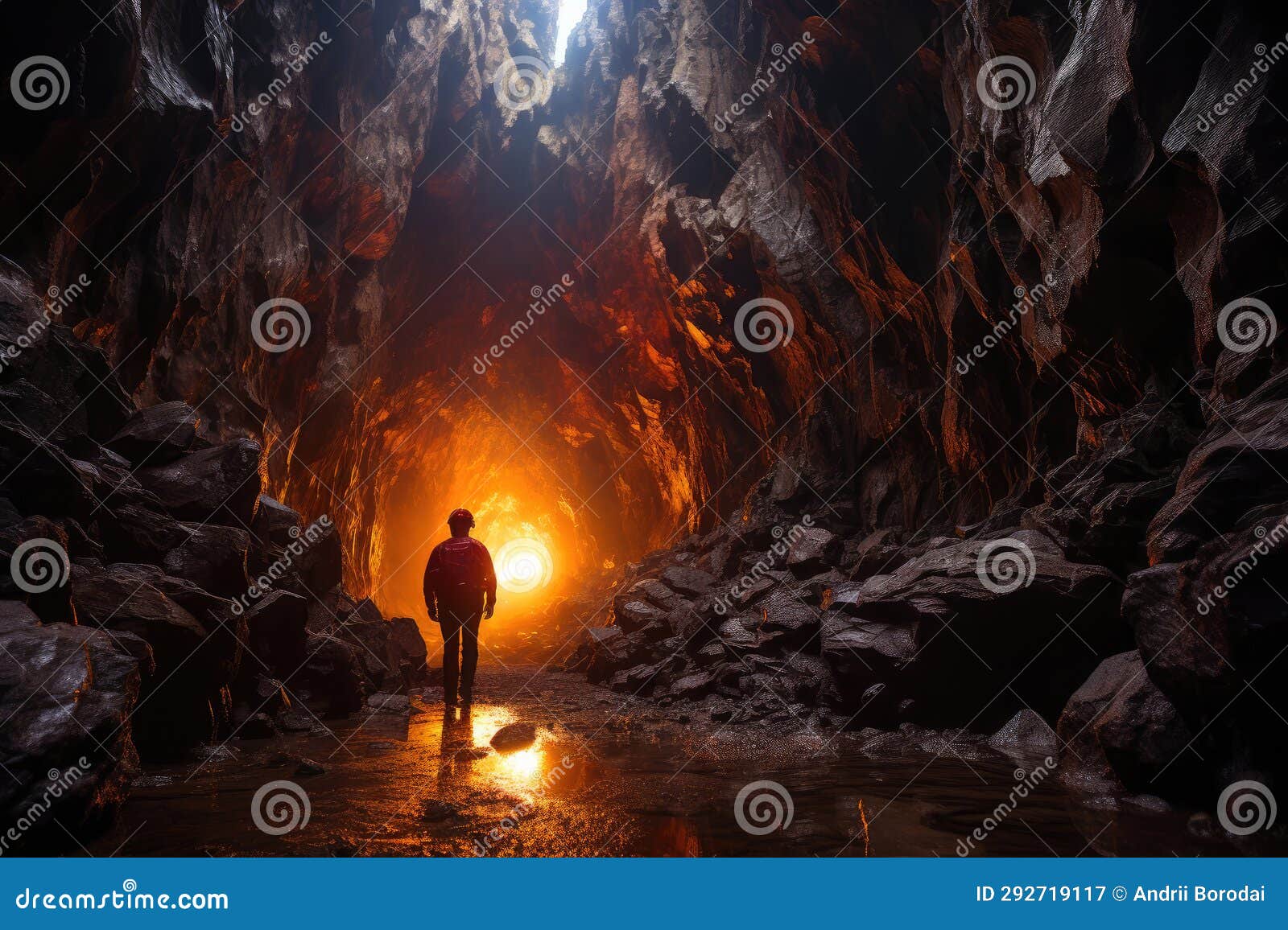 Fearless Explorer Delving Into Hidden Caverns. Royalty-Free Stock Photo ...