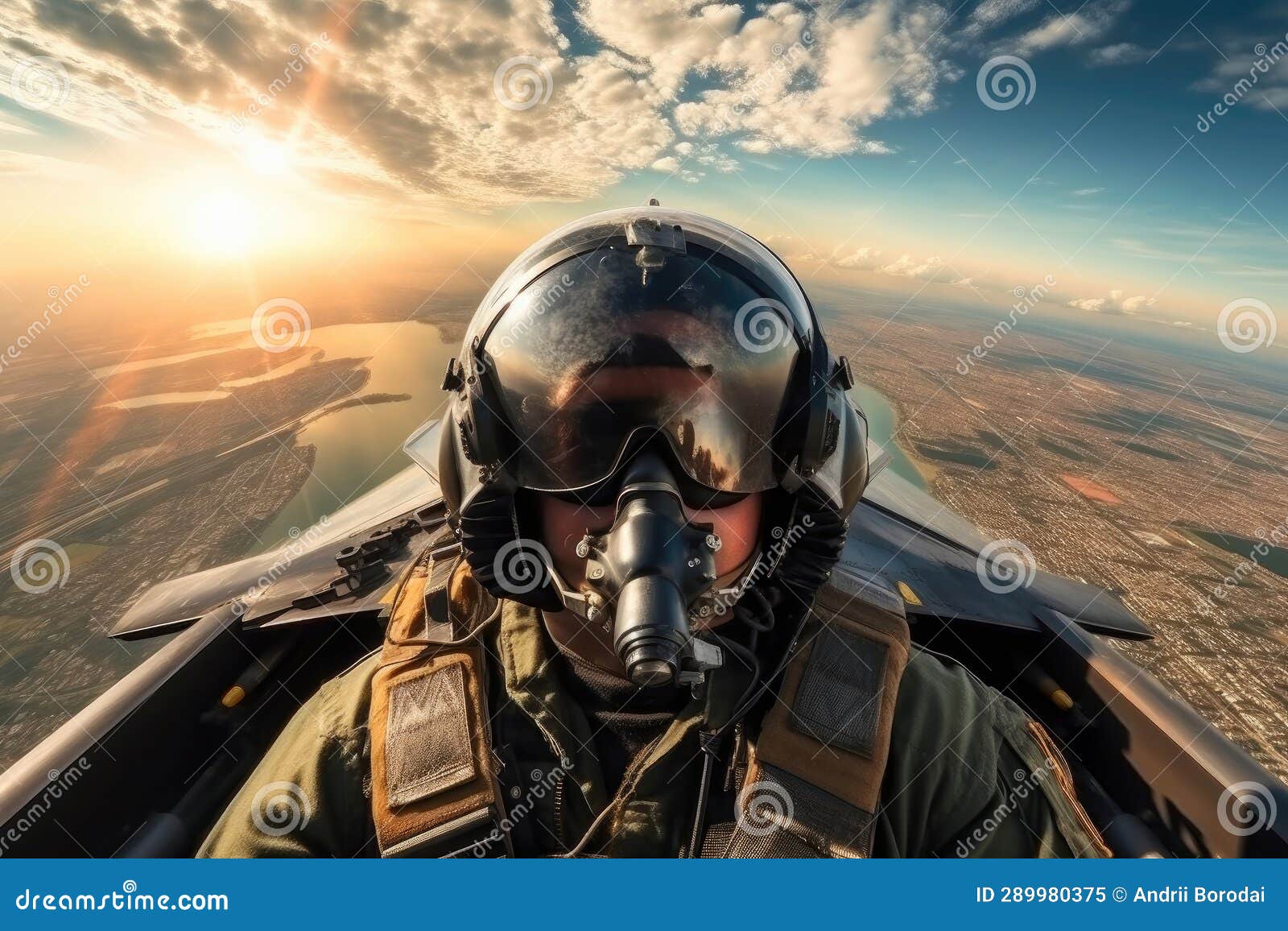Fearless Fighter Pilot in Action. Stock Illustration - Illustration of ...