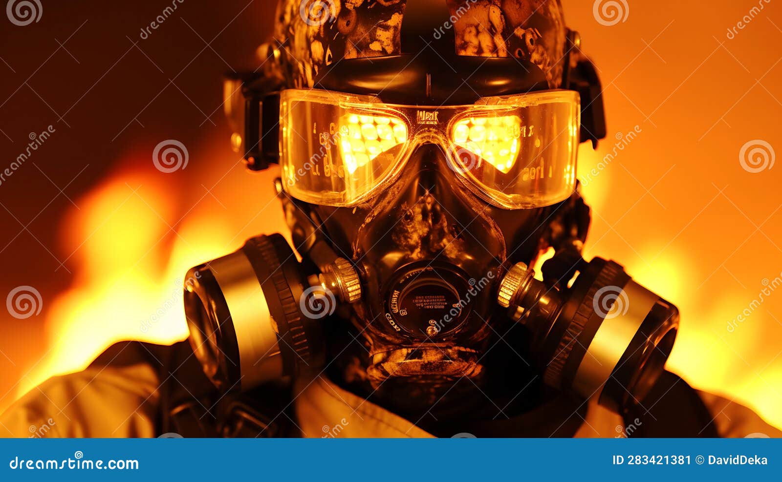 Fearless Firefighter: Portrait of a Fireman in a Gas Mask Stock ...