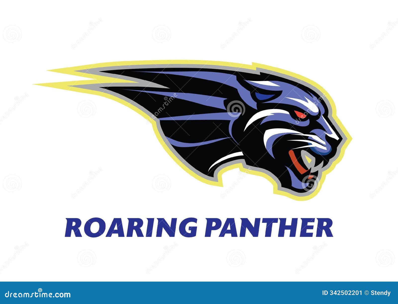 Fearless Panther. Roaring Predator. Roaring Panther Head In Blue, Black ...
