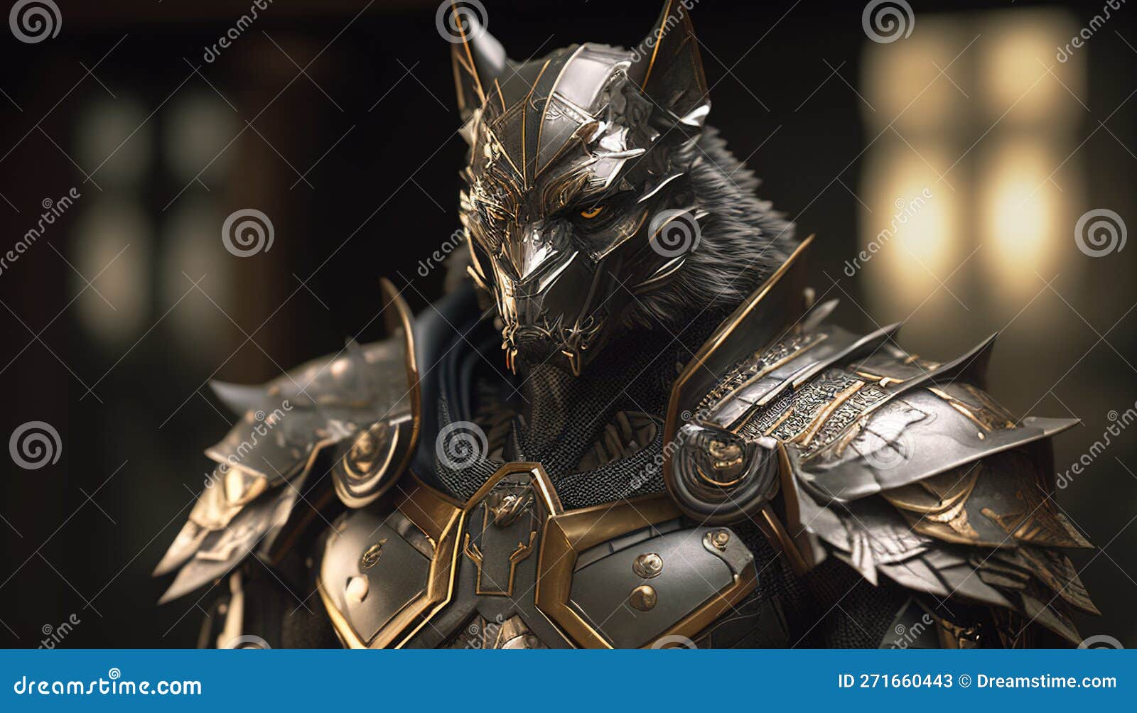 Fearless Wolf Wearing Armor Digital Art Illustration, Generative AI ...