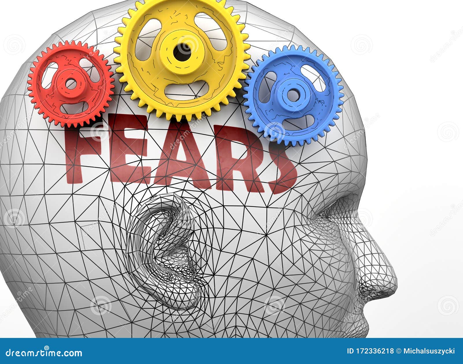 Fears and Human Mind - Pictured As Word Fears Inside a Head To ...