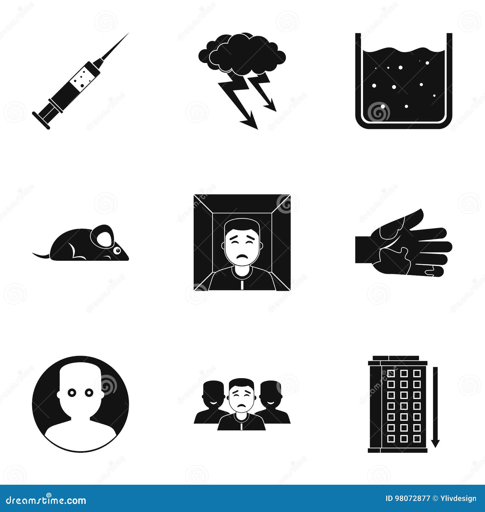 Fears and Phobias Icon Set, Simple Style Stock Vector - Illustration of ...