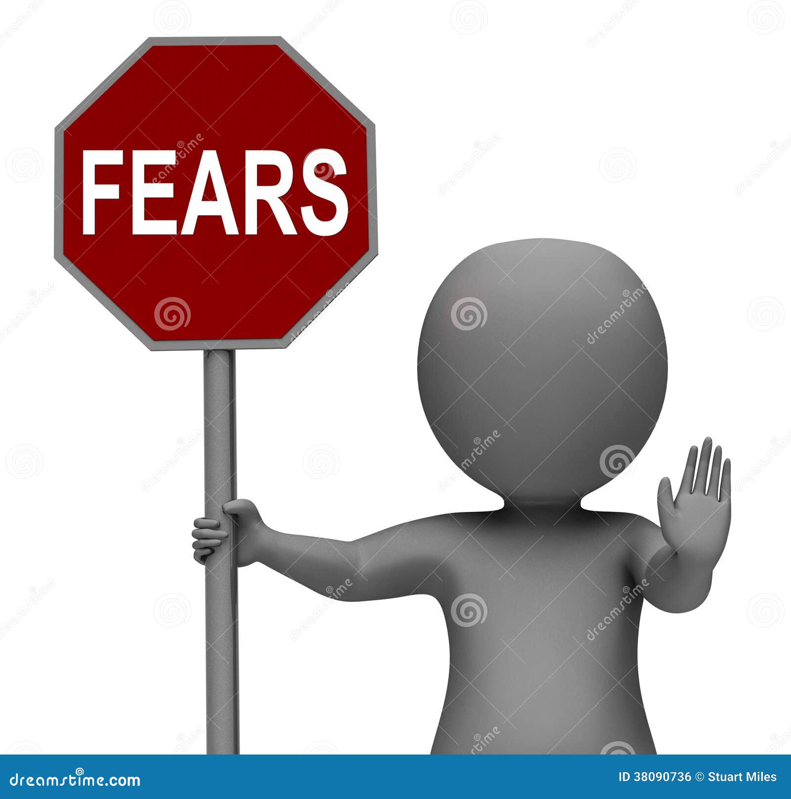 Fears Stop Sign Shows Stopping Afraid Scared Stock Illustration ...