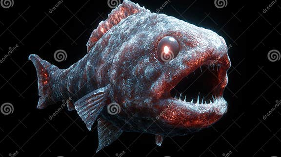 Fearsome Deep Sea Predator Fish with Sharp Teeth Stock Illustration ...